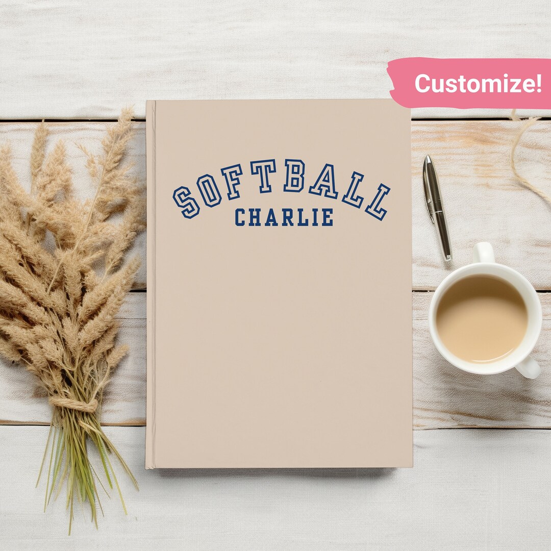 Softball Notebook, Gift for Softball Player, Custom Softball Journal ...