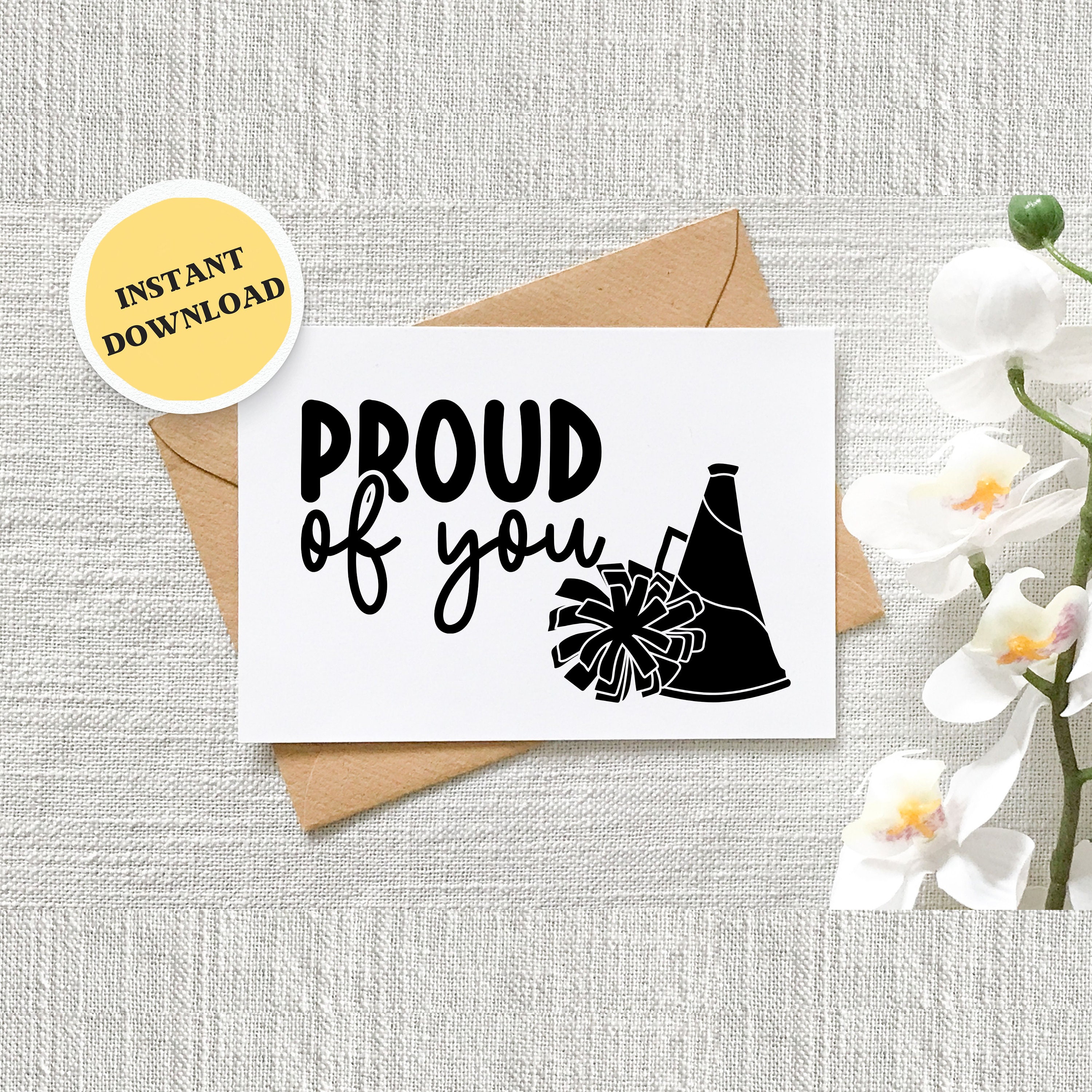 Printable Cheerleader Card, Proud of You Card, Digital Download, 5x7 ...