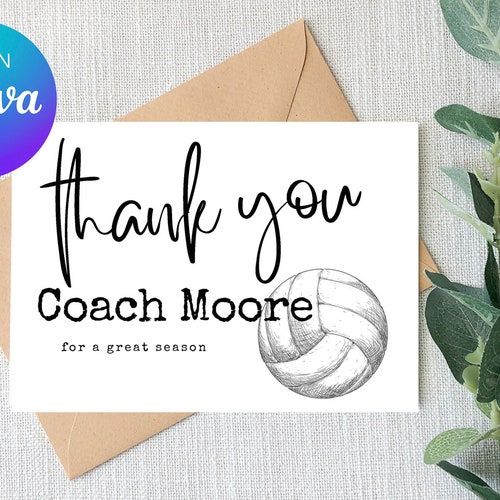 Volleyball Coach Gift Card Holder Printable Thank You - Etsy