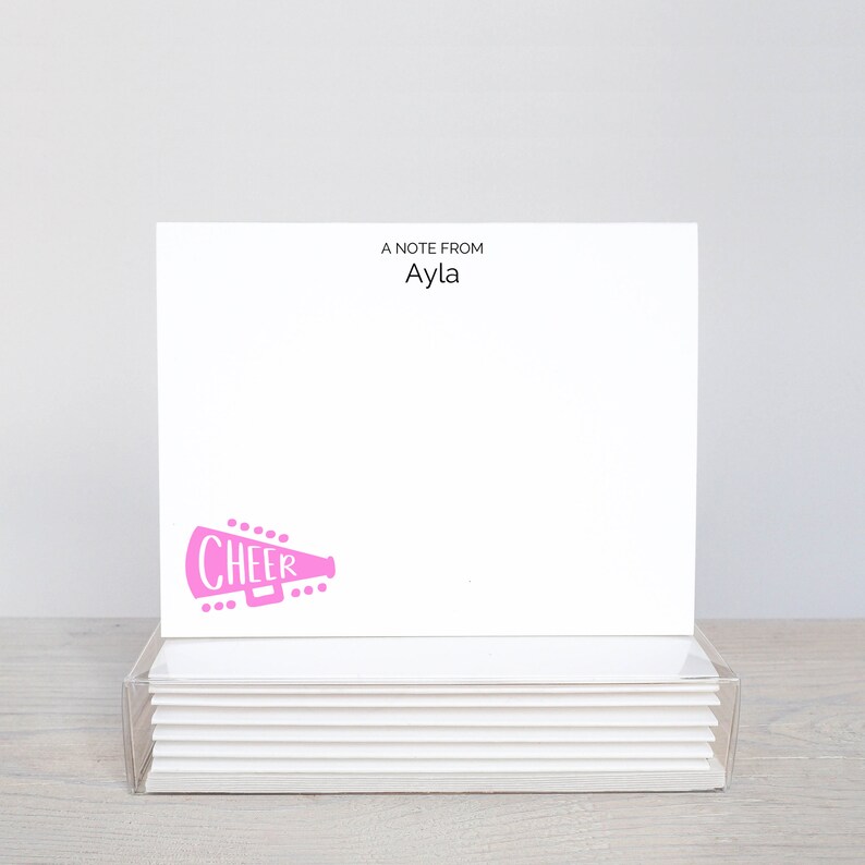 Cheer Note Card, Cheerleader Stationery, Personalized Cheer Stationary ...