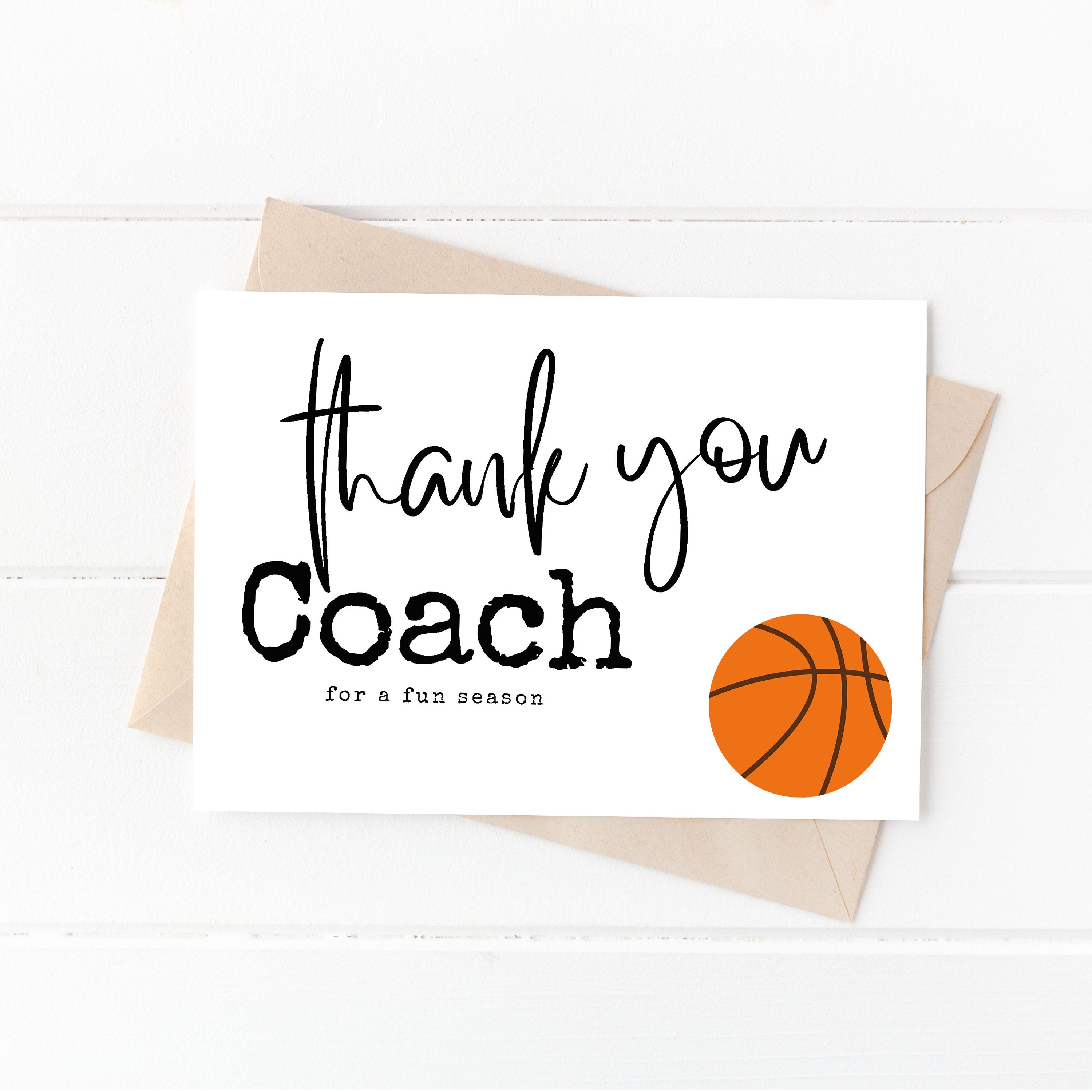 Thank You Basketball Coach Card Coach Gift Digital Download - Etsy