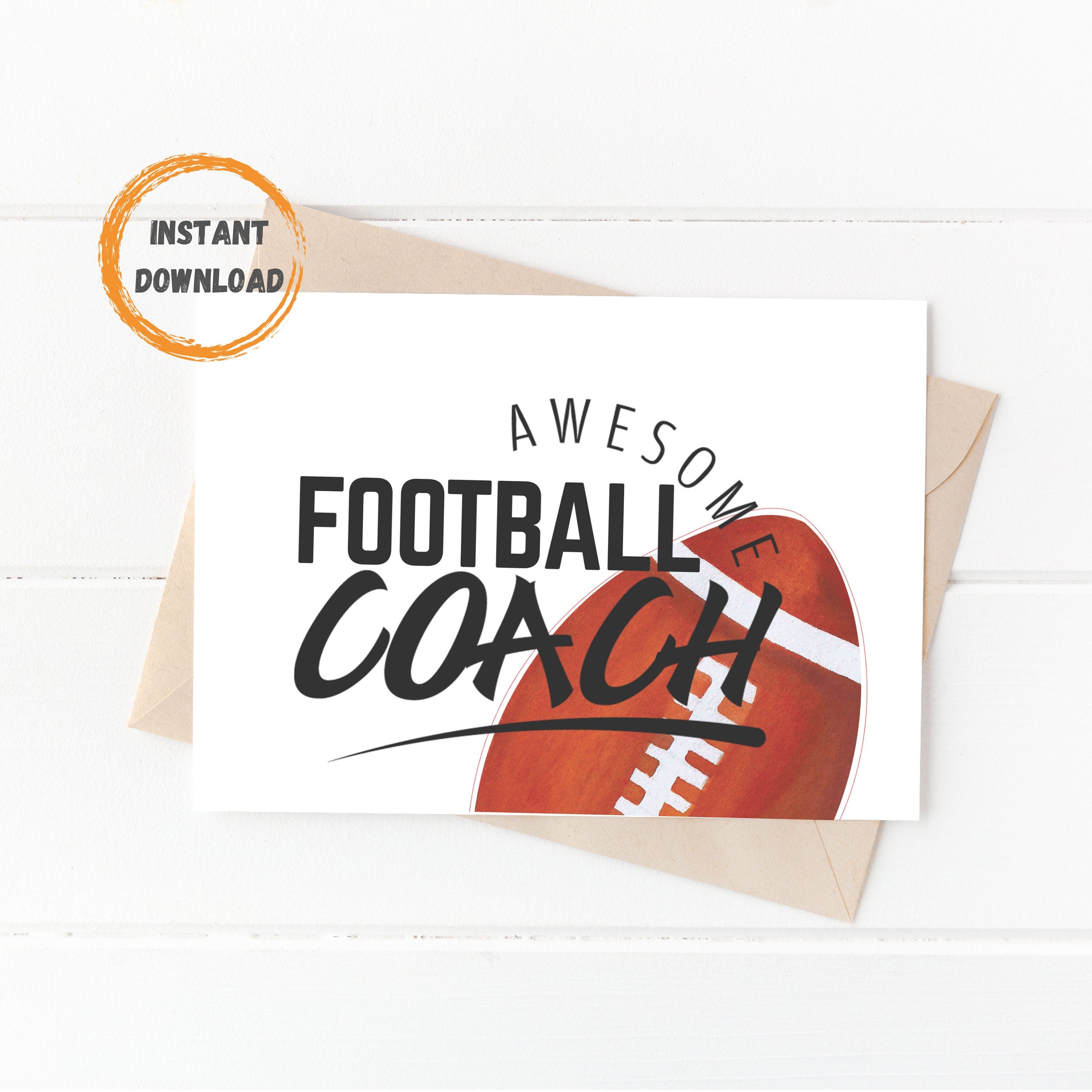 Football Coach Gift Printable Coaches Card Digital Download - Etsy