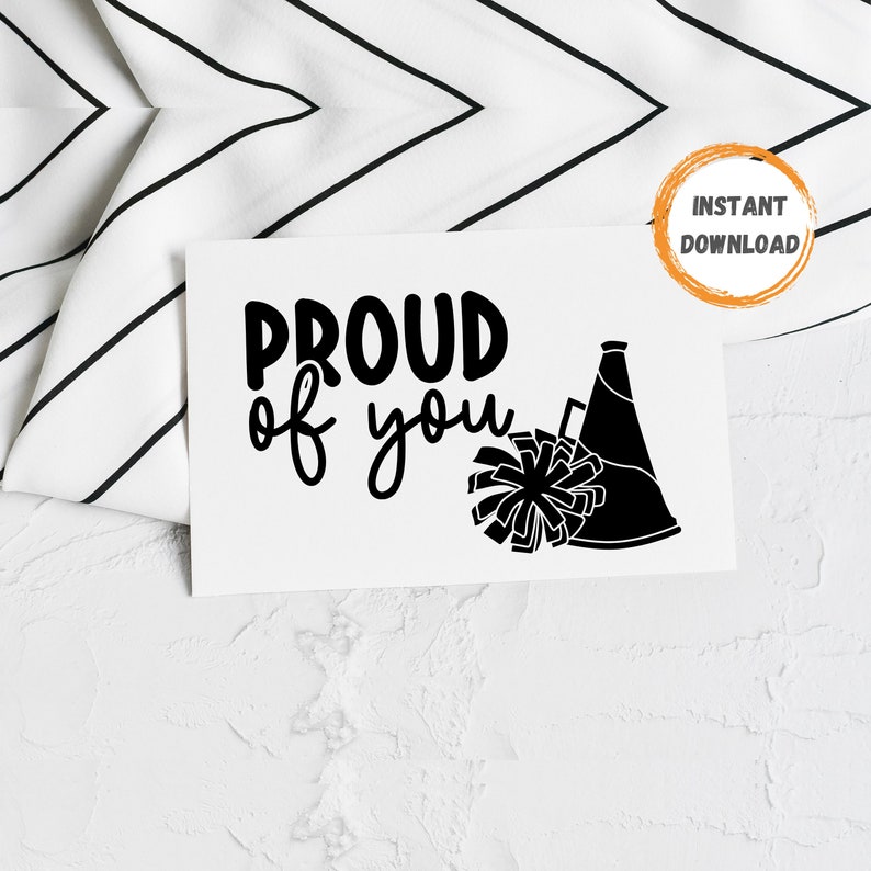 Printable Cheerleader Card, Proud of You Card, Digital Download, 5x7 ...