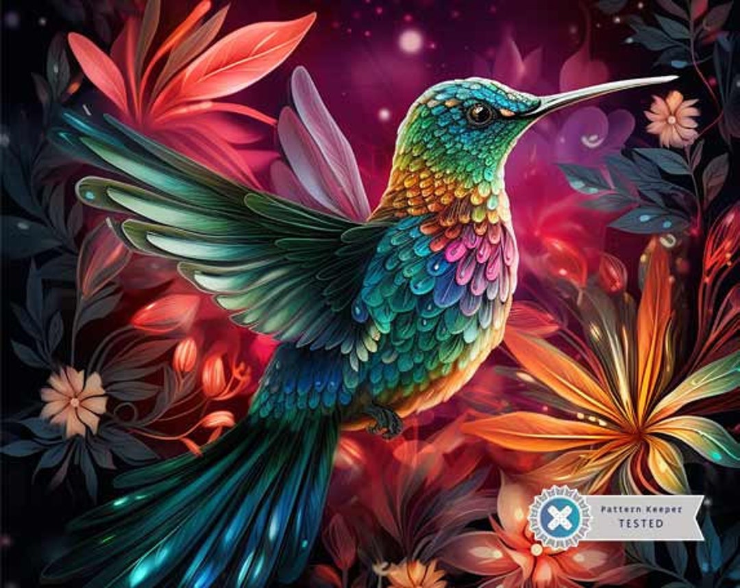 Hummingbird Wall Art, Full Coverage Cross Stitch Pattern, Pattern ...