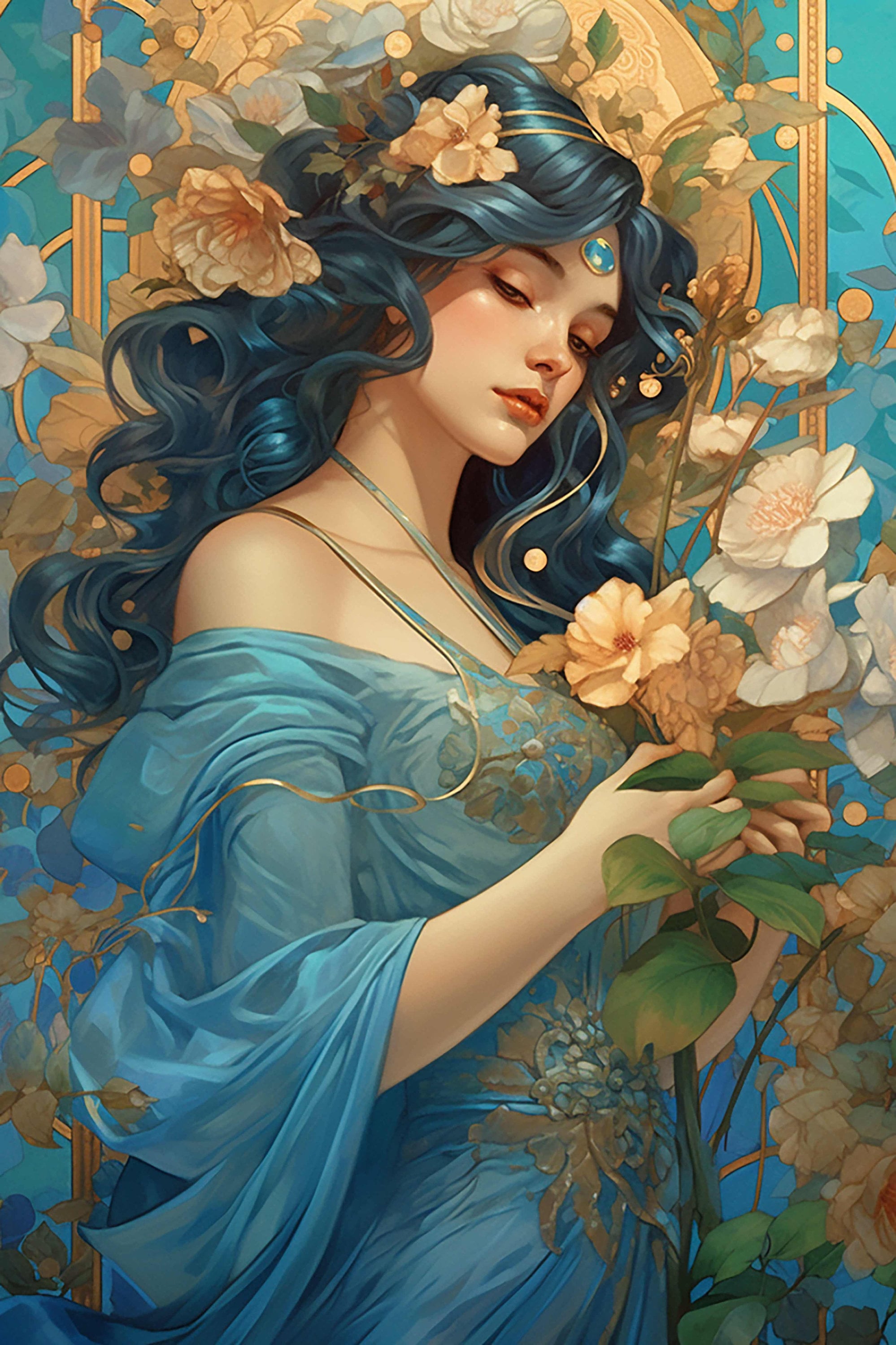 Opulence Art Nouveau Wall Art, Full Coverage Cross Stitch Pattern ...