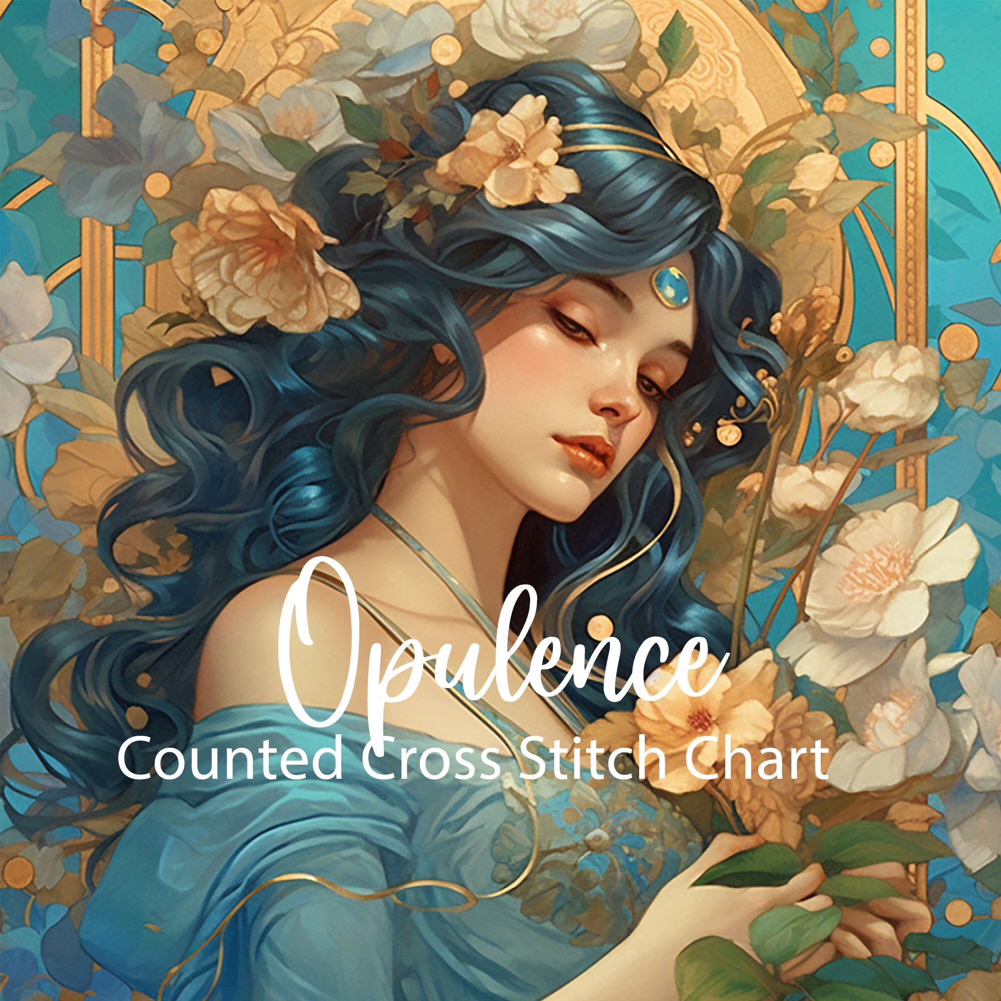 Opulence Art Nouveau Wall Art, Full Coverage Cross Stitch Pattern ...
