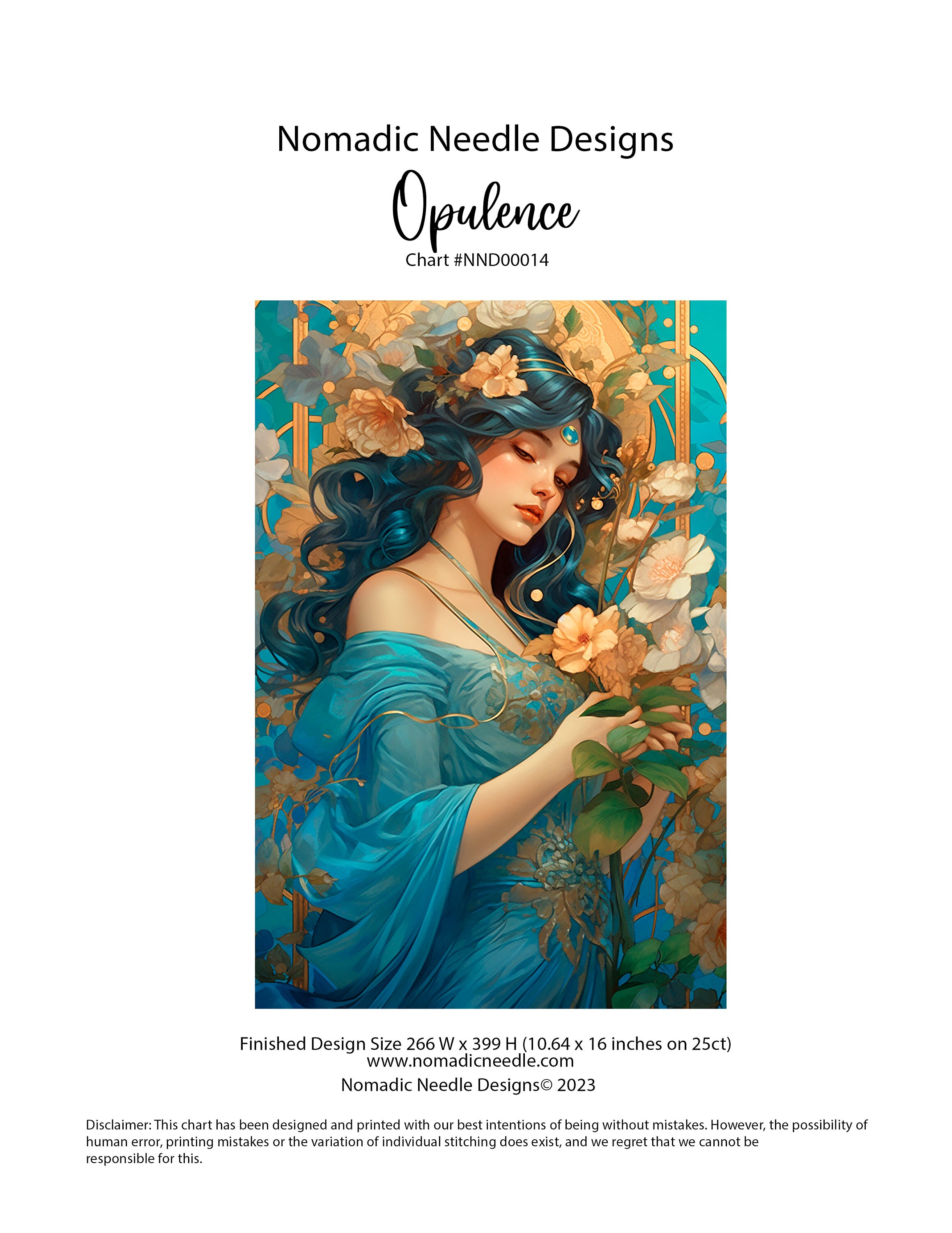 Opulence Art Nouveau Wall Art, Full Coverage Cross Stitch Pattern ...