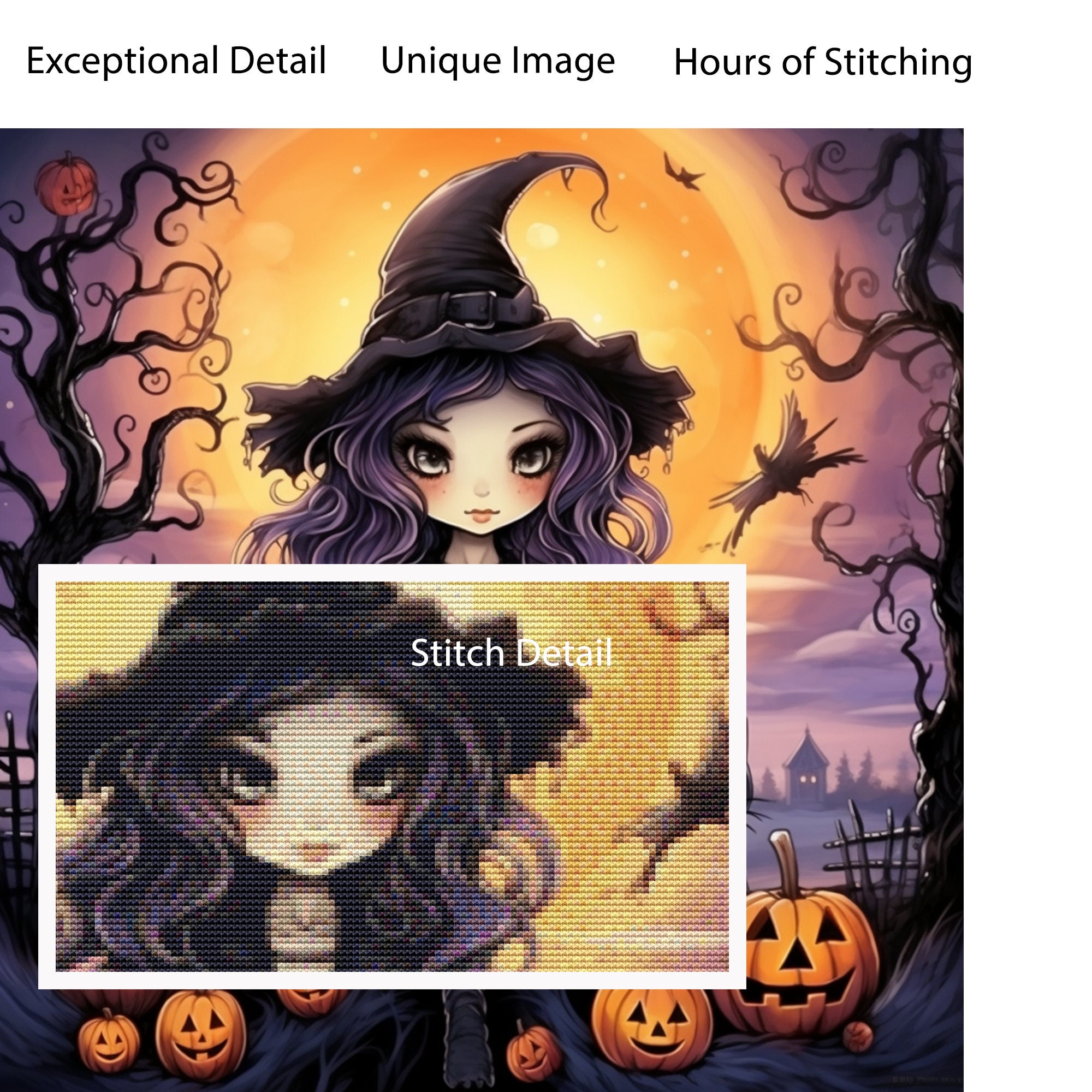 Grimm and Gretta Wall Art, Witch, Black Cat, Halloween, Full Coverage ...
