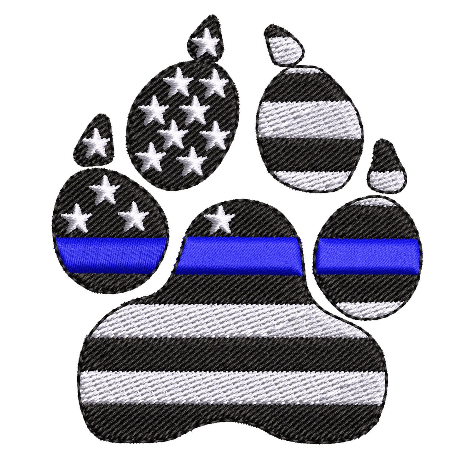 Thin Blue Line Paw Print Police Flag K9 Machine Embroidery - Etsy