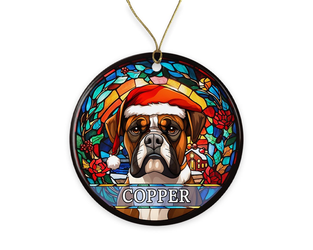 Personalized Boxer Dog Stained Glass Ornament Ornament for - Etsy