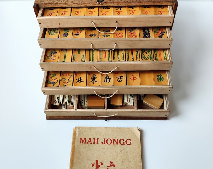 Antique Original Mahjong Game in Original Wooden Box - Complete ...
