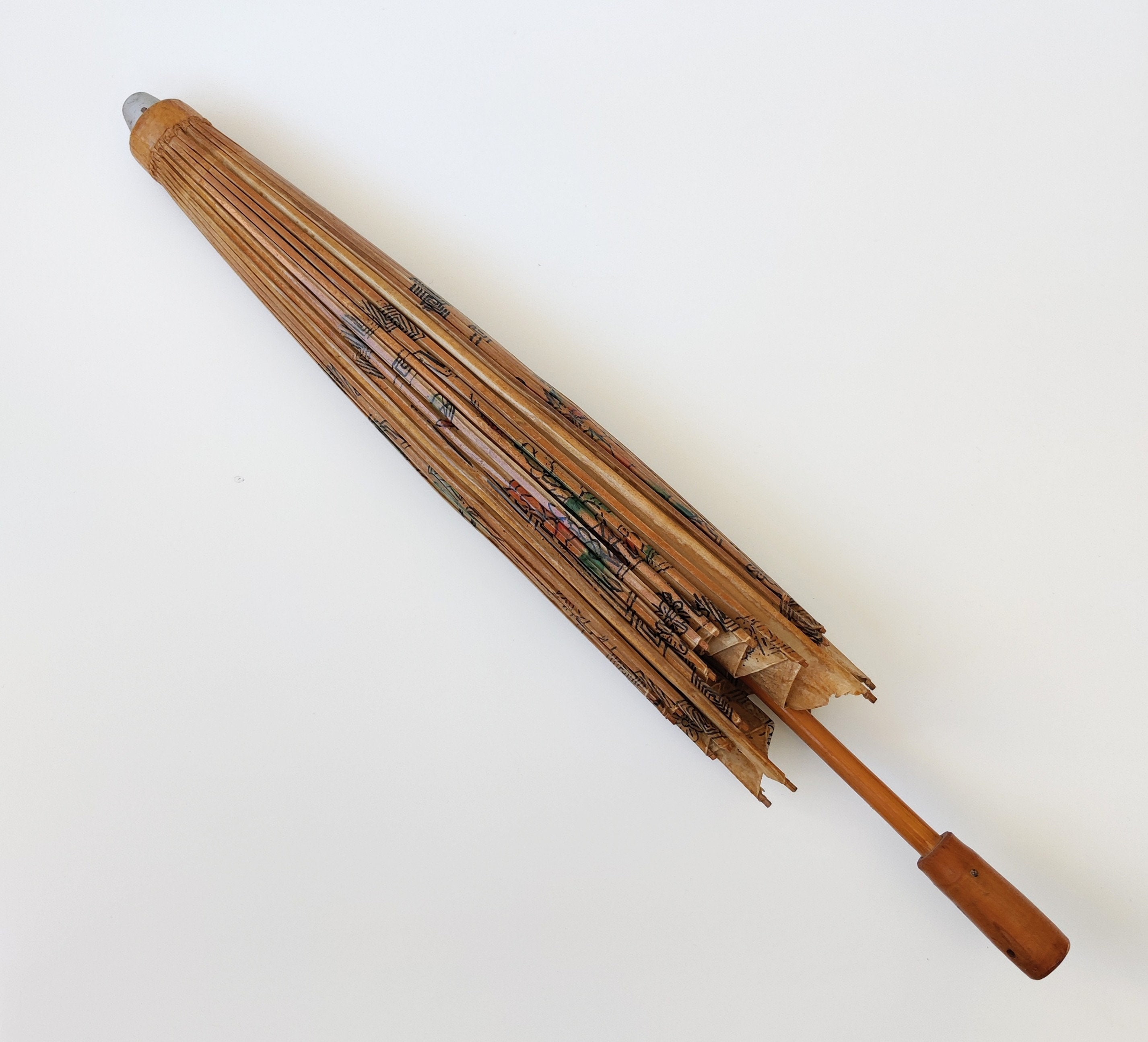 Vintage Geisha parasol rijstpapier en bamboe Japanse - Etsy 日本