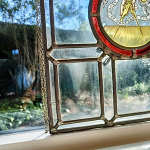 Antique Stained Glass Masonic Panel – Hand Painted Heraldic Window With ...