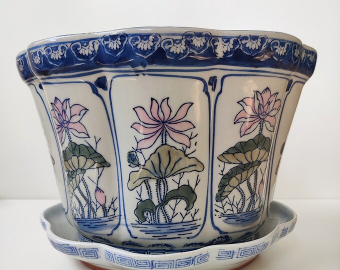Antique Chinoiserie Vintage Chinese Porcelain Cachepot or Flowerpot ...