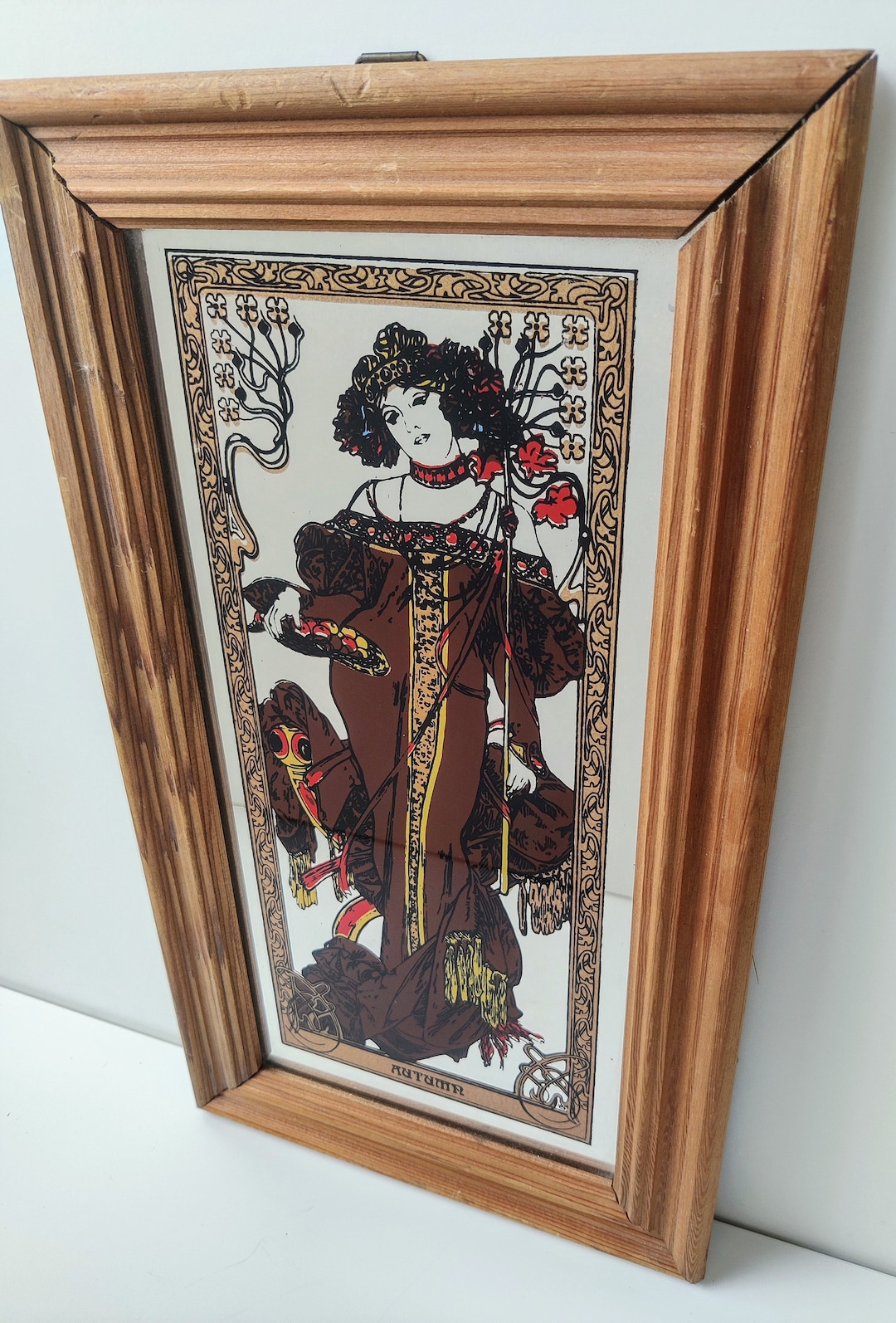 Alfons Mucha Mirror Autumn Art Nouveau Lady Color Mirror Eveil DU MATID ...