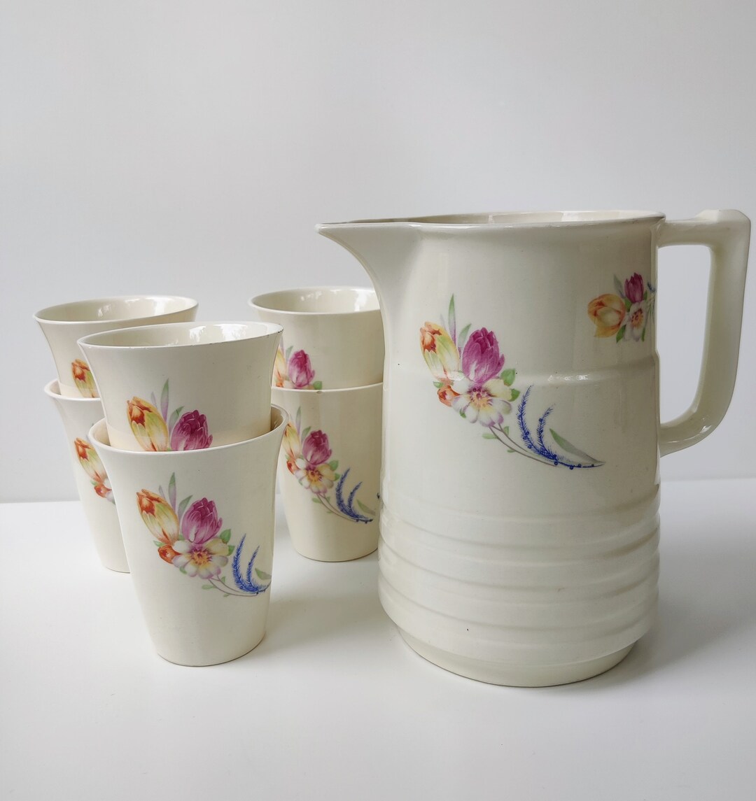 Mosa Maastricht Pitcher / Jug With Six Cups / Mugs 7 Piece Set - Dutch ...