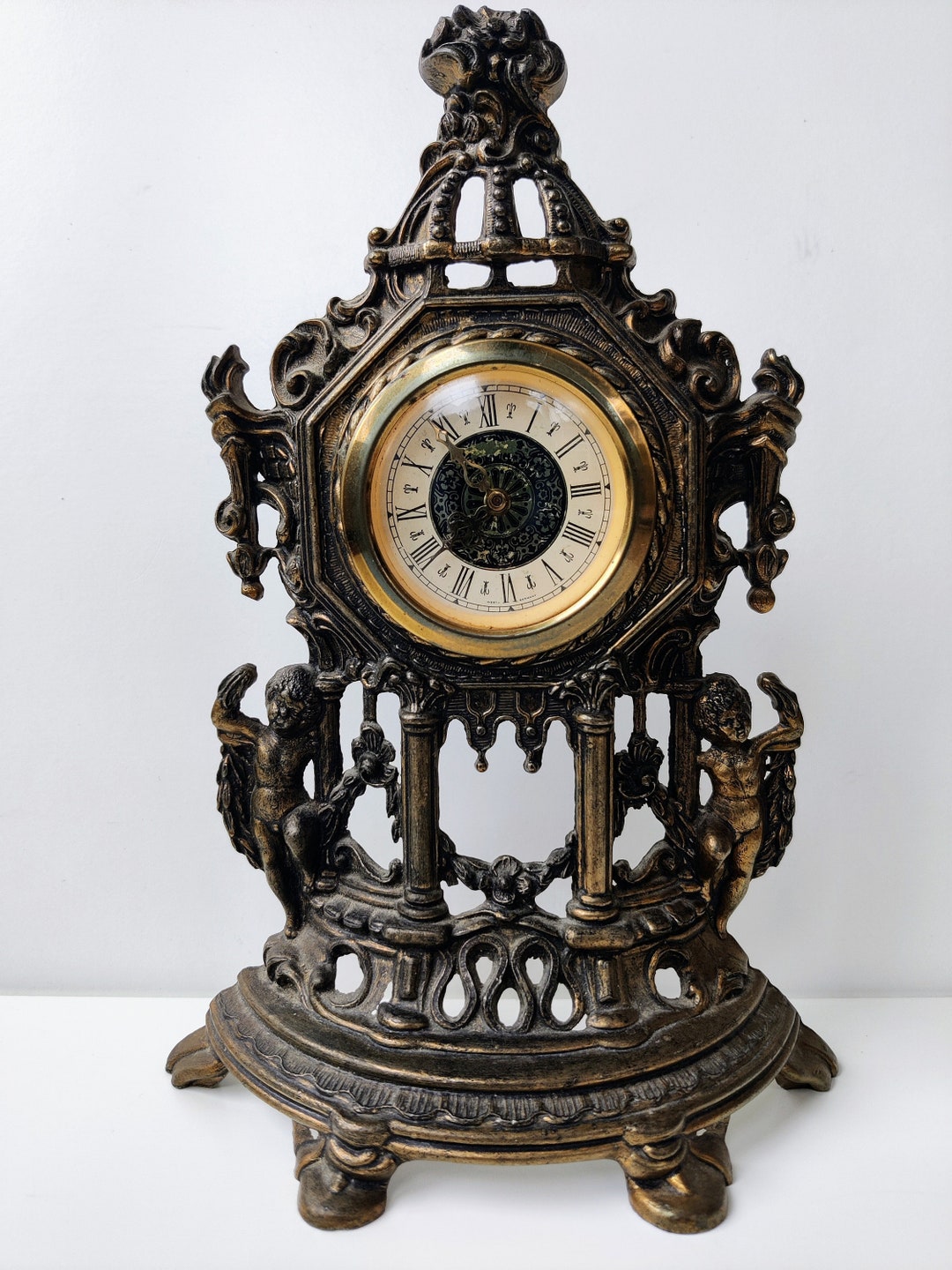 Antique Bronze Table Clock - Vintage Watch Decor - French Antique Barok ...