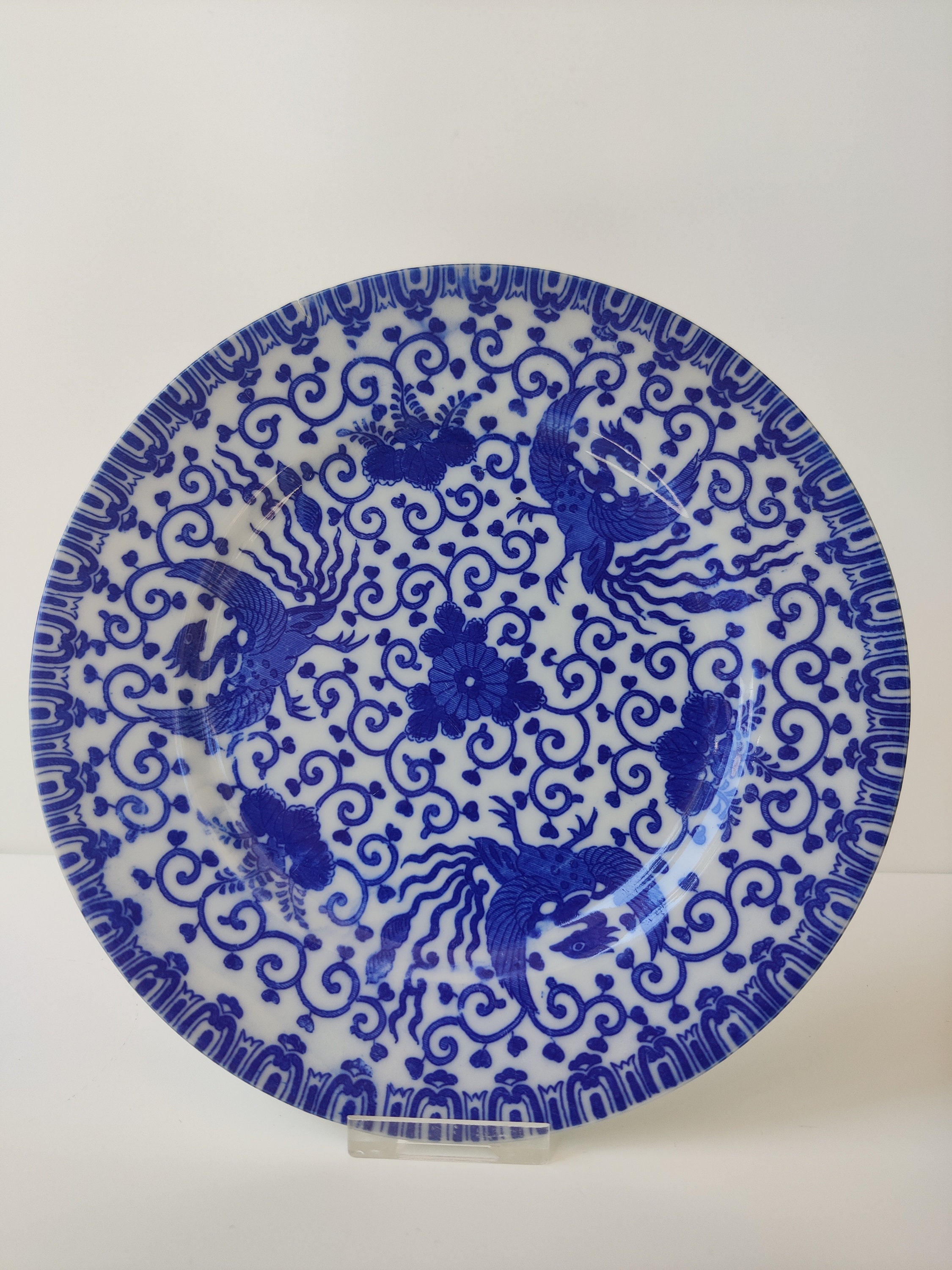 Blue Antique Original 1900 - 1920 Japanese Plate - Meiji - Phoenixware ...