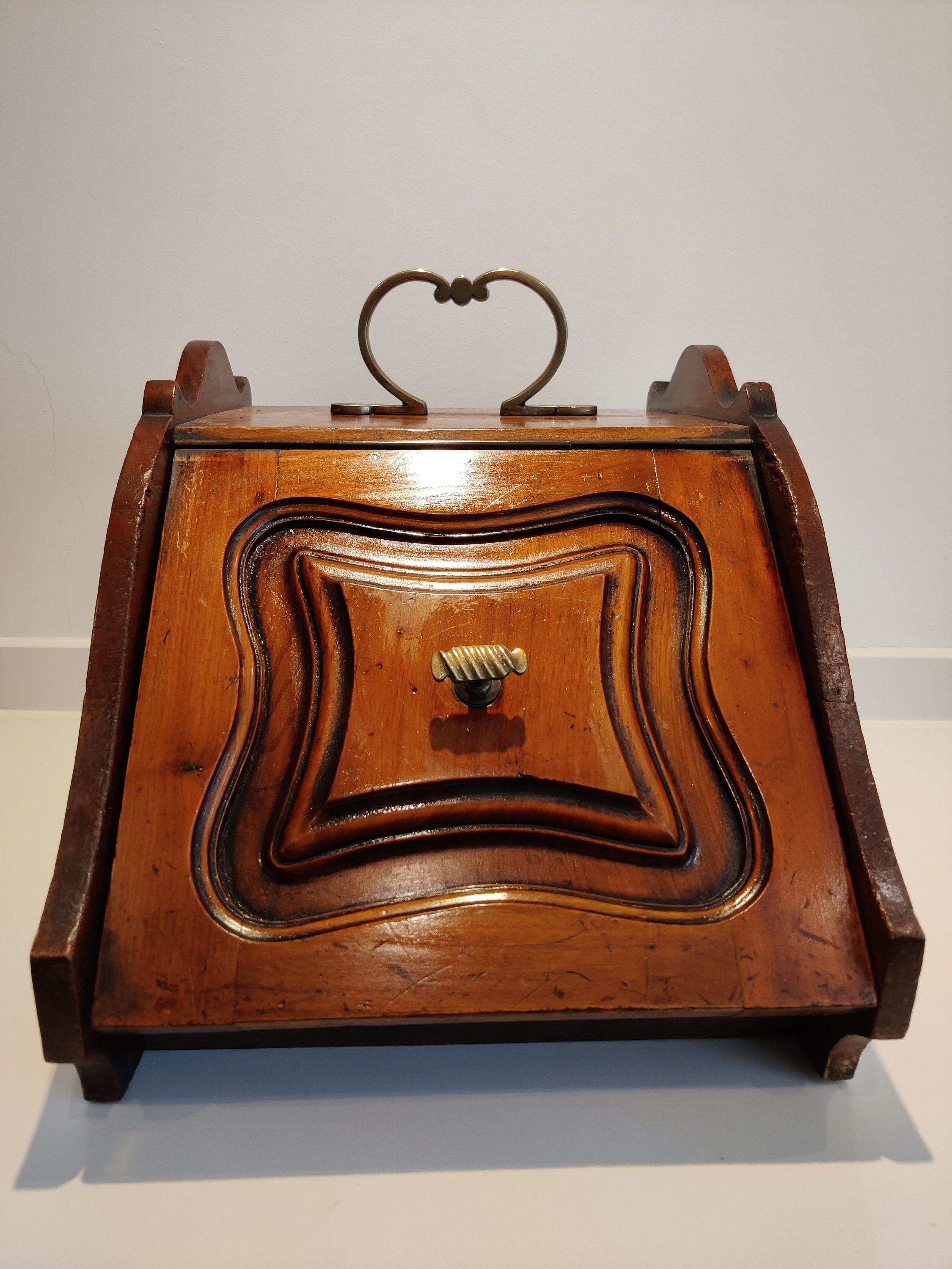 Antique Oak Coal Box, Fireplace Coal Box, Liner, Scotland 1900 ...