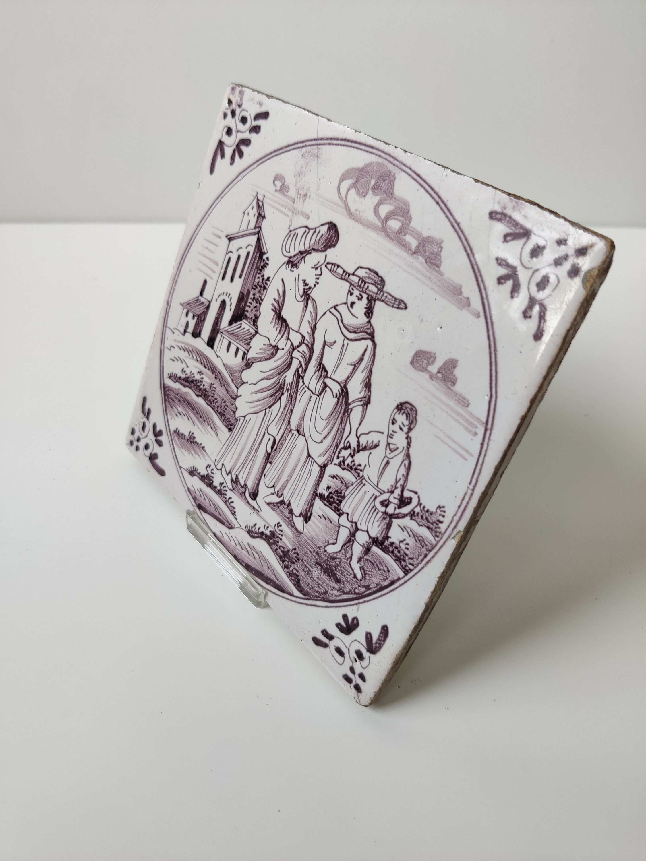 Antique Dutch Tile - 18th Century Manganese Bible - Genesis 21:9-21 ...
