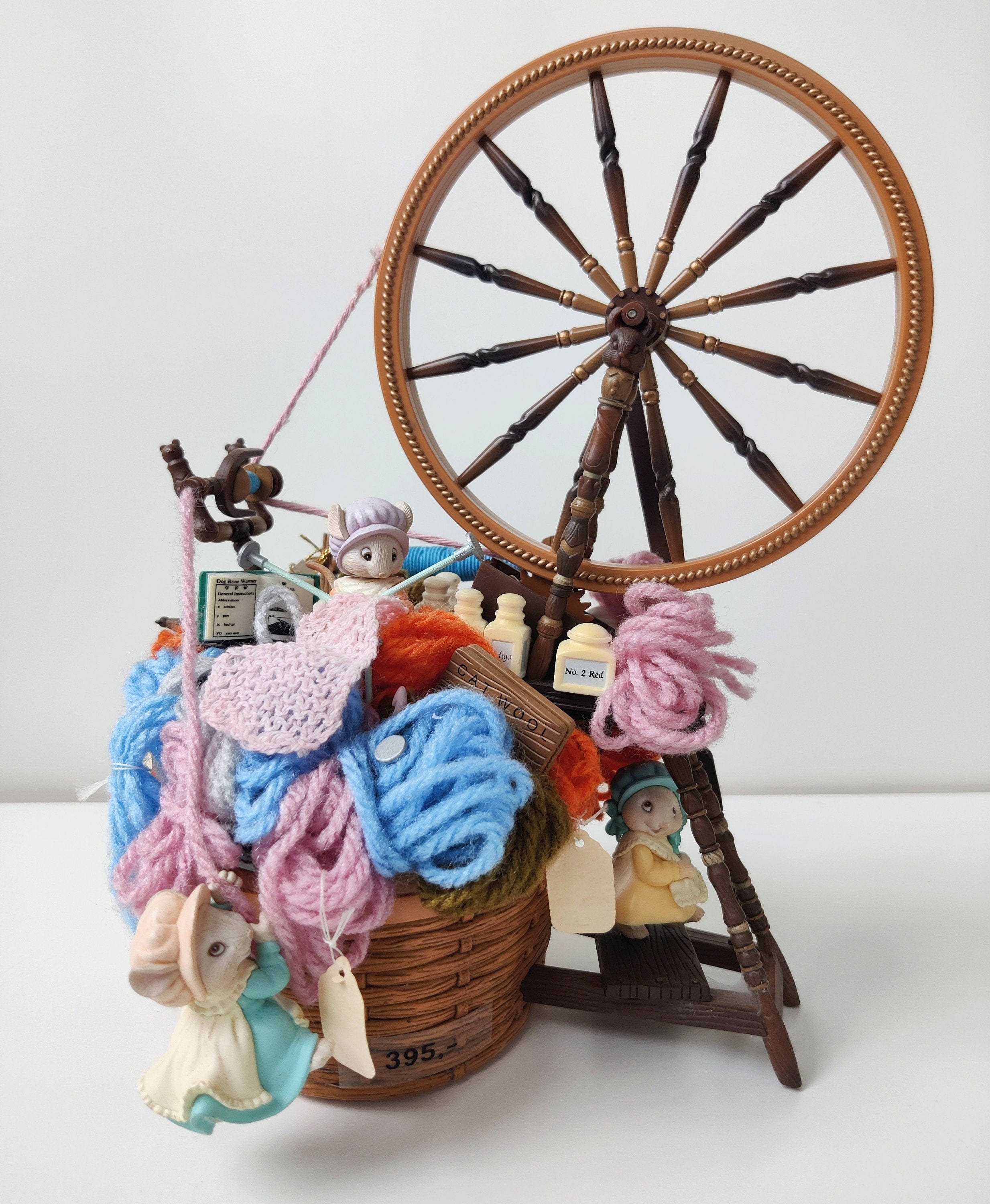 Enesco Mice Vintage Music Box Spinning Tails Spinning Wheel Small World ...