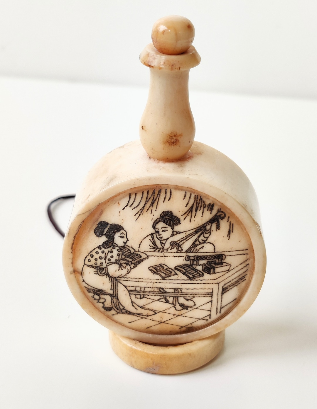 Antique Chinese Bone Snuff Bottle - Handmade Parfum Bottle / Flacon ...
