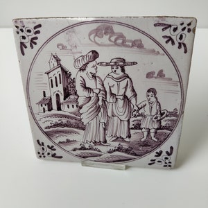 Antique Dutch Tile - 18th Century Manganese Bible - Genesis 21:9-21 ...