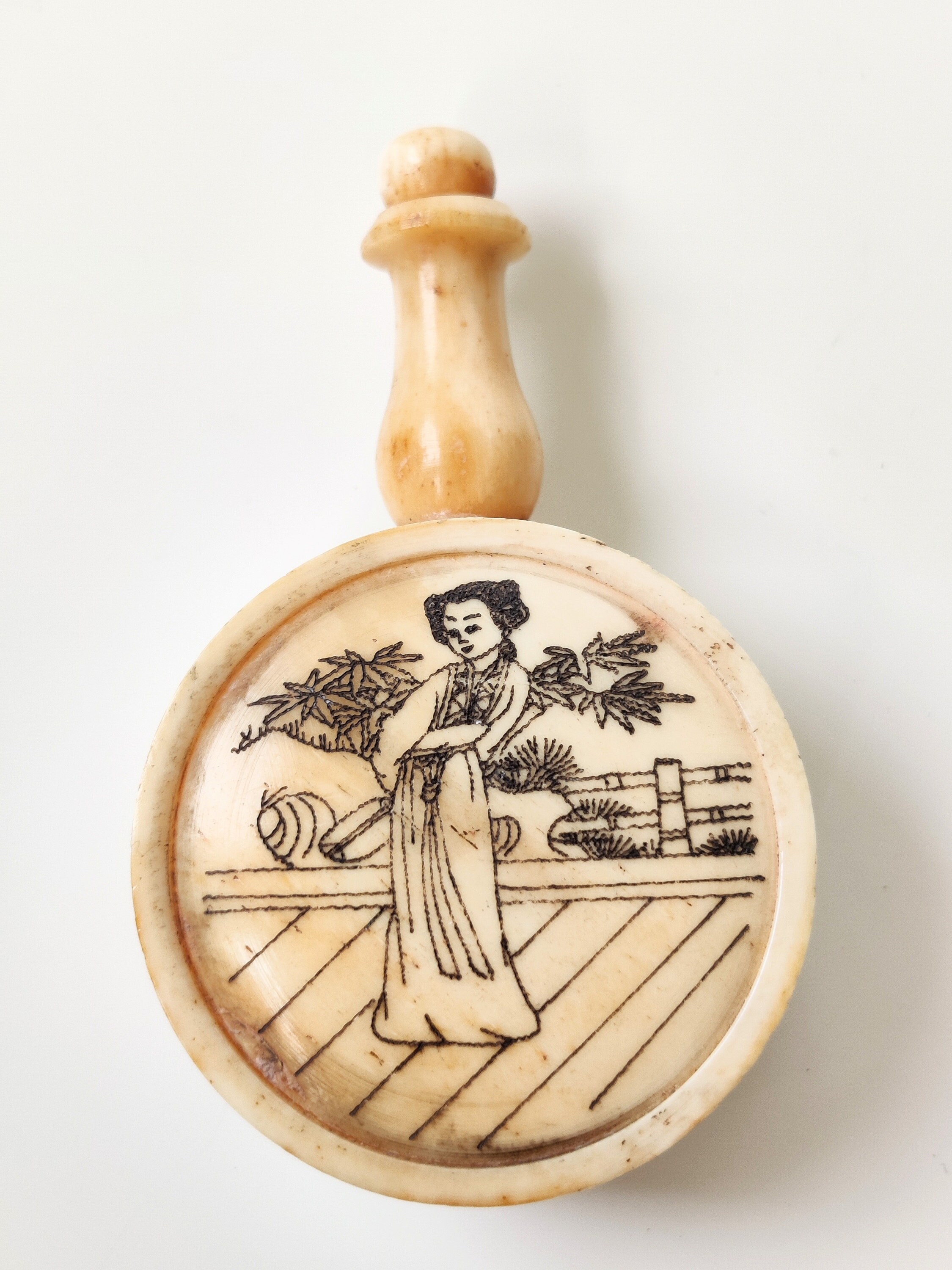 Antique Chinese Bone Snuff Bottle - Handmade Parfum Bottle / Flacon ...