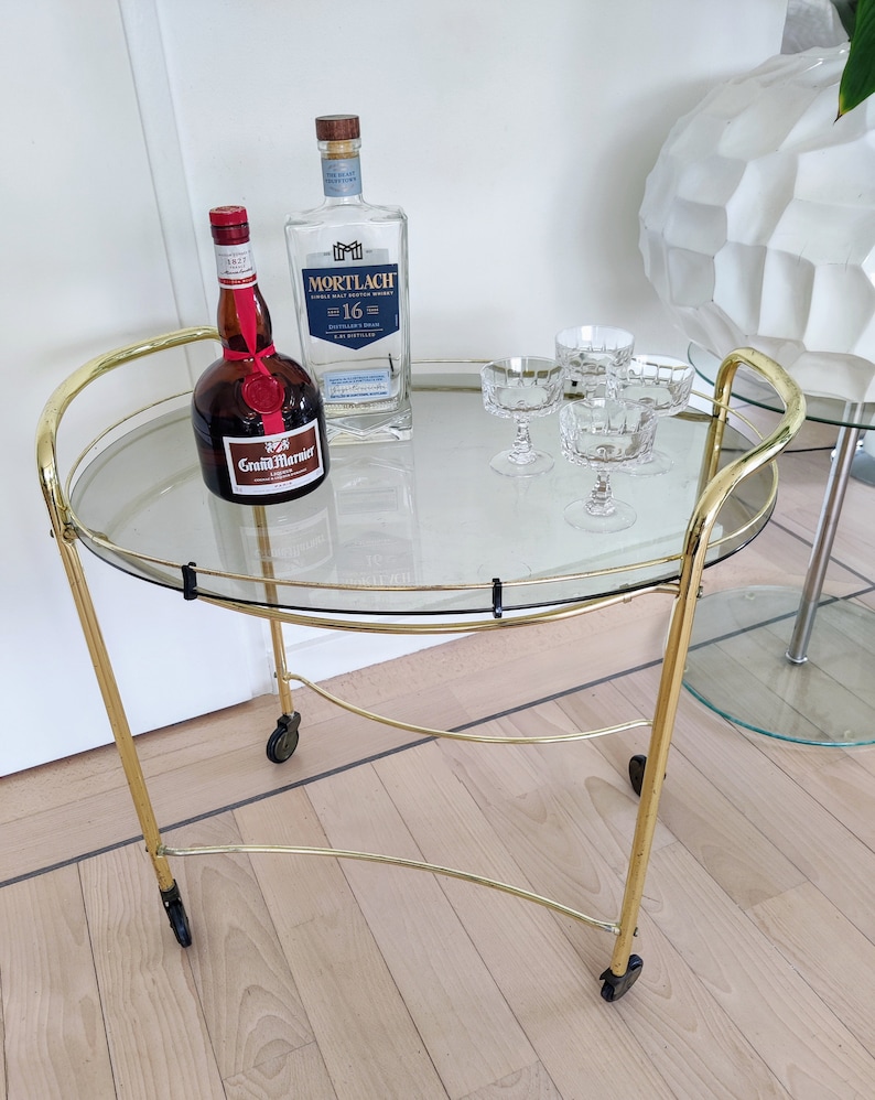 Vintage Design Bar Trolley Liquor Cart Bar Cart Gold Spaceage Retro ...