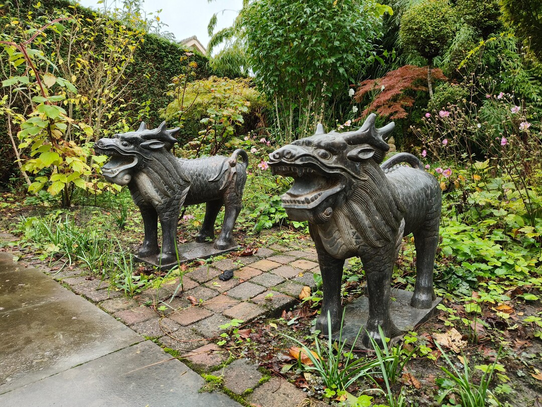 Exclusive Pair Chinese Guardian Lion Foo Dogs - Imperial Garden Entry ...