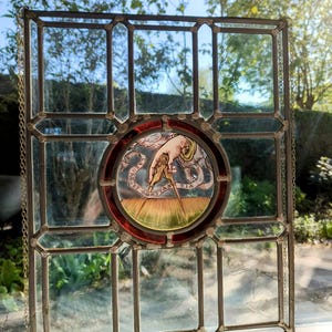 Antique Stained Glass Masonic Panel – Hand Painted Heraldic Window With ...