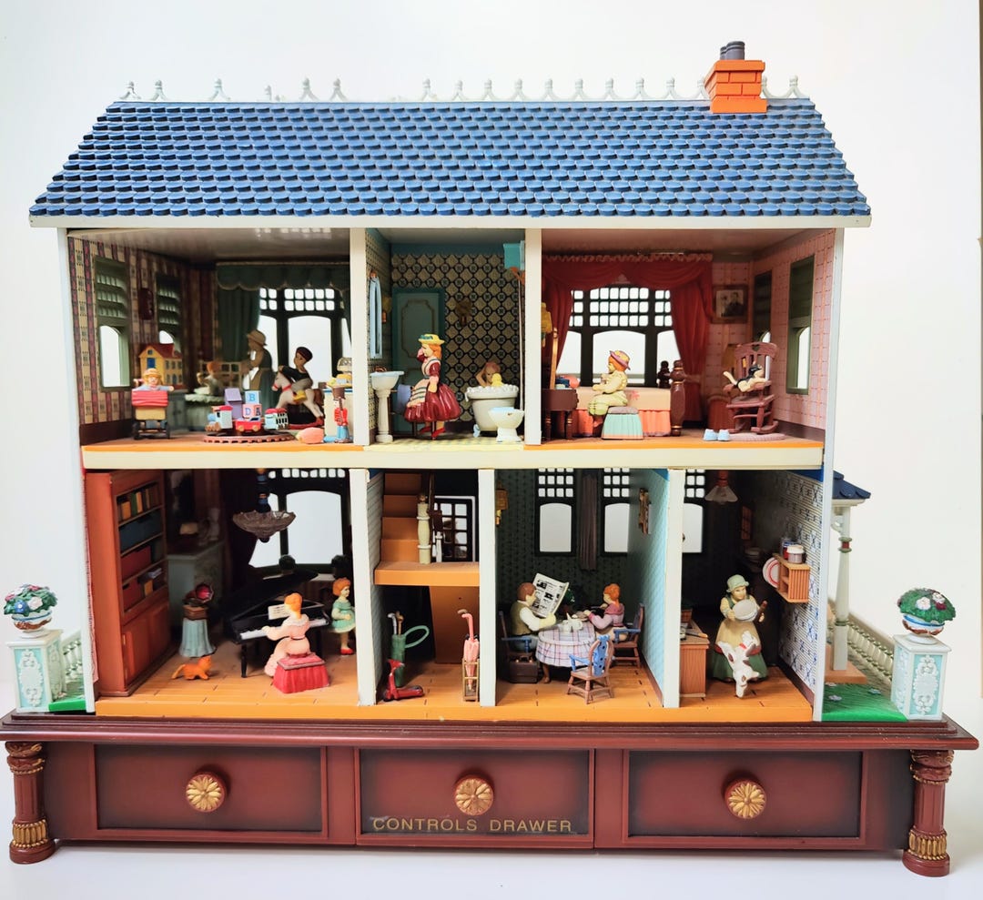 Enesco Music Box - Victorian Dollhouse - Victorian Vignette Home Ca 1863 - Deluxe Multi-action ...