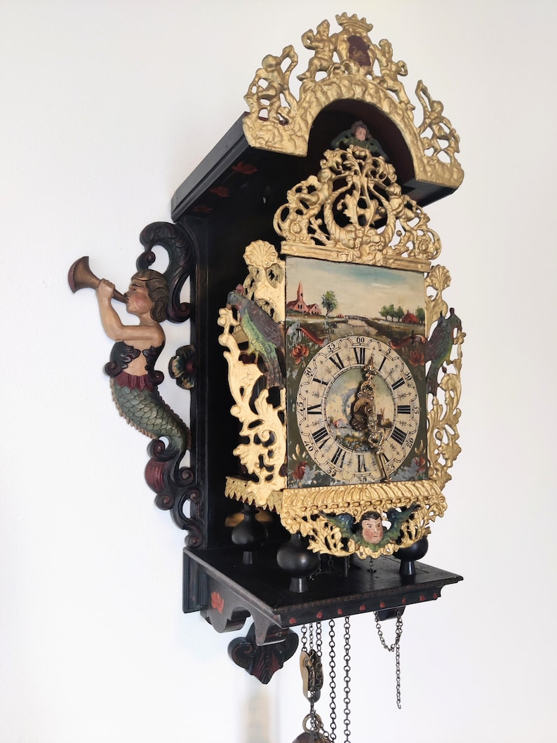 Dutch Antique Friese Klok Stoelklok / Staartklok Ca Verguld Ca 1780 a ...