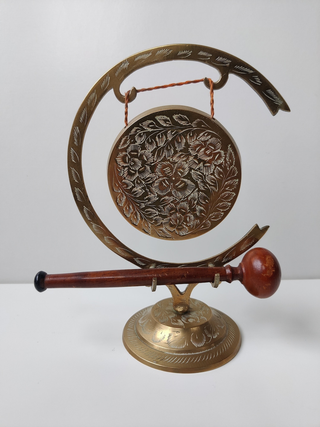 Antique Gong and Malled on Stand House Gong Travel Gong Meditation ...