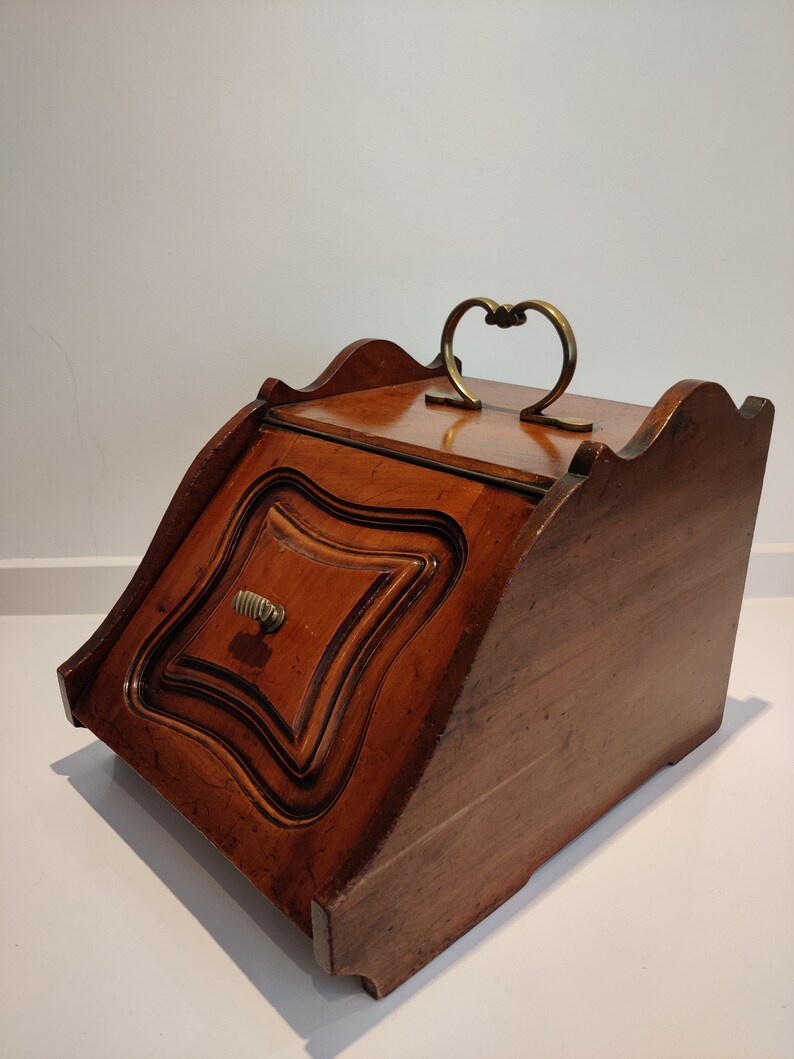Antique Oak Coal Box, Fireplace Coal Box, Liner, Scotland 1900 ...