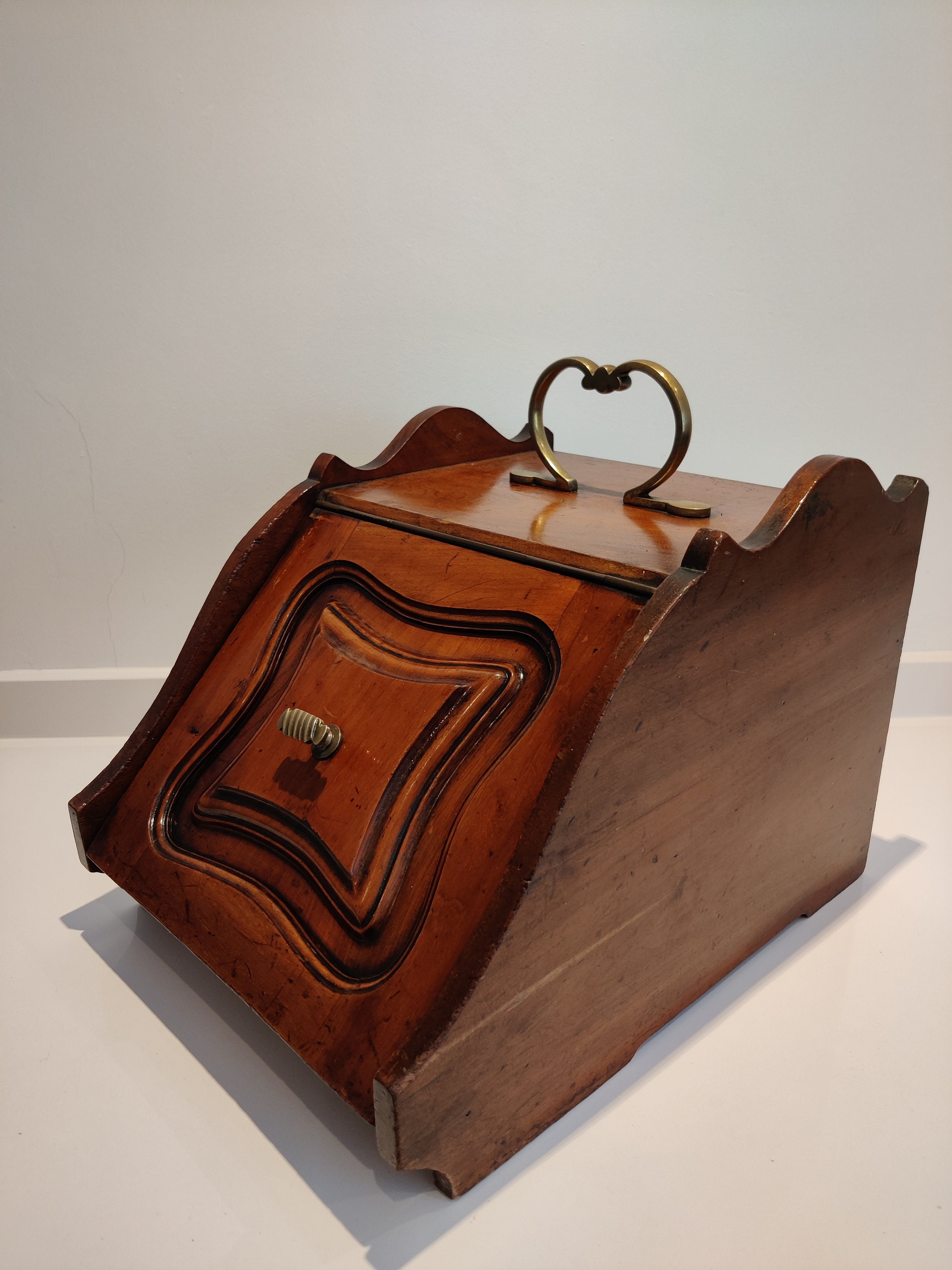 Antique Oak Coal Box, Fireplace Coal Box, Liner, Scotland 1900 ...