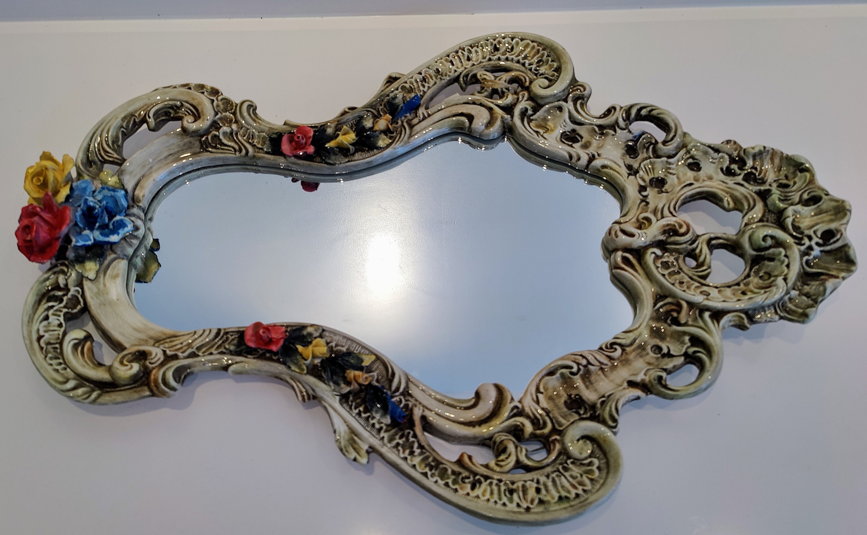 Antique Hall Mirror - Porcelain - Elegant and Detailed - 19th Century ...