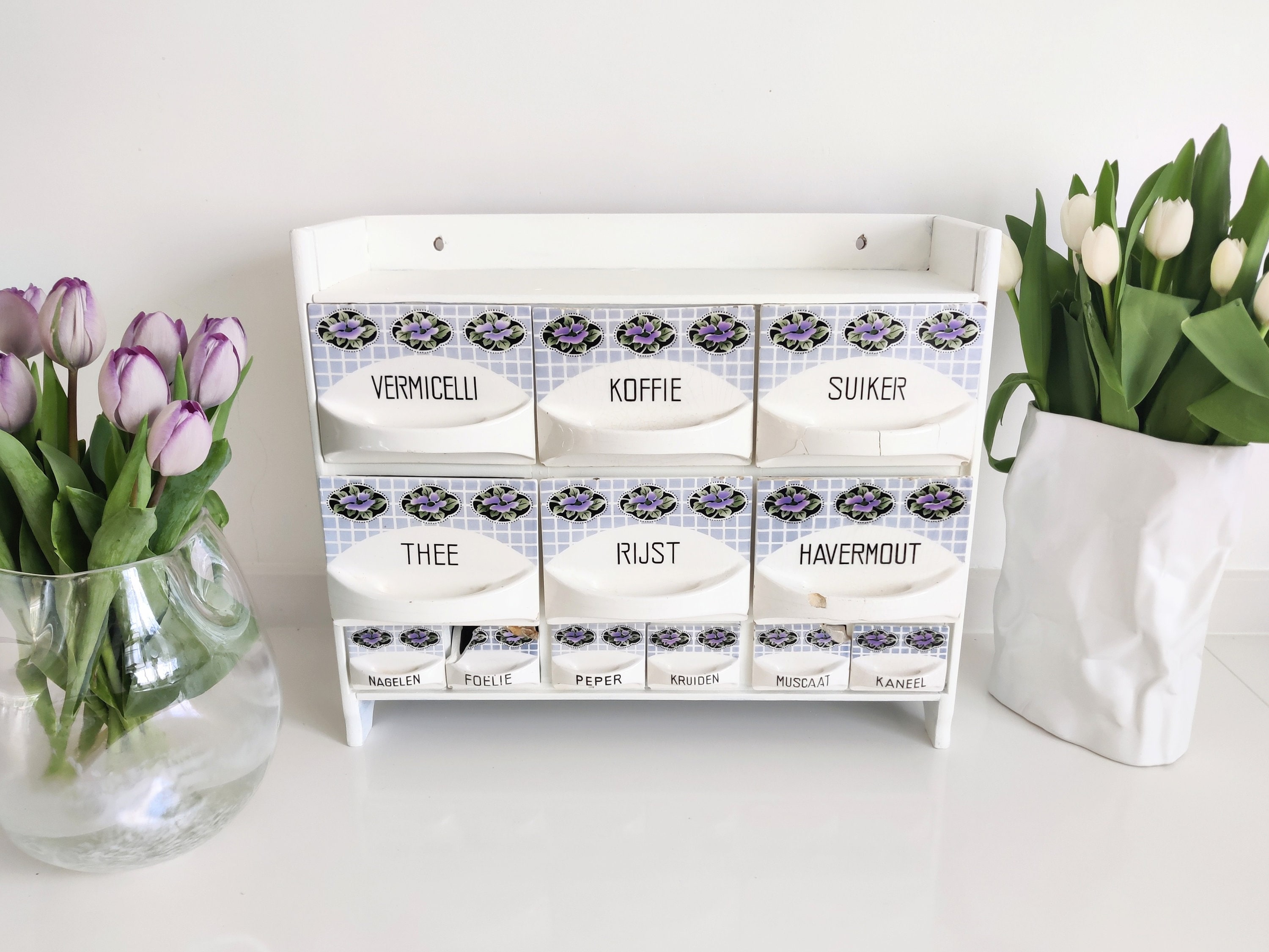 Antique Dutch Spice Cabinet / Spice Rack Vintage Dutch Kitchen Decor ...