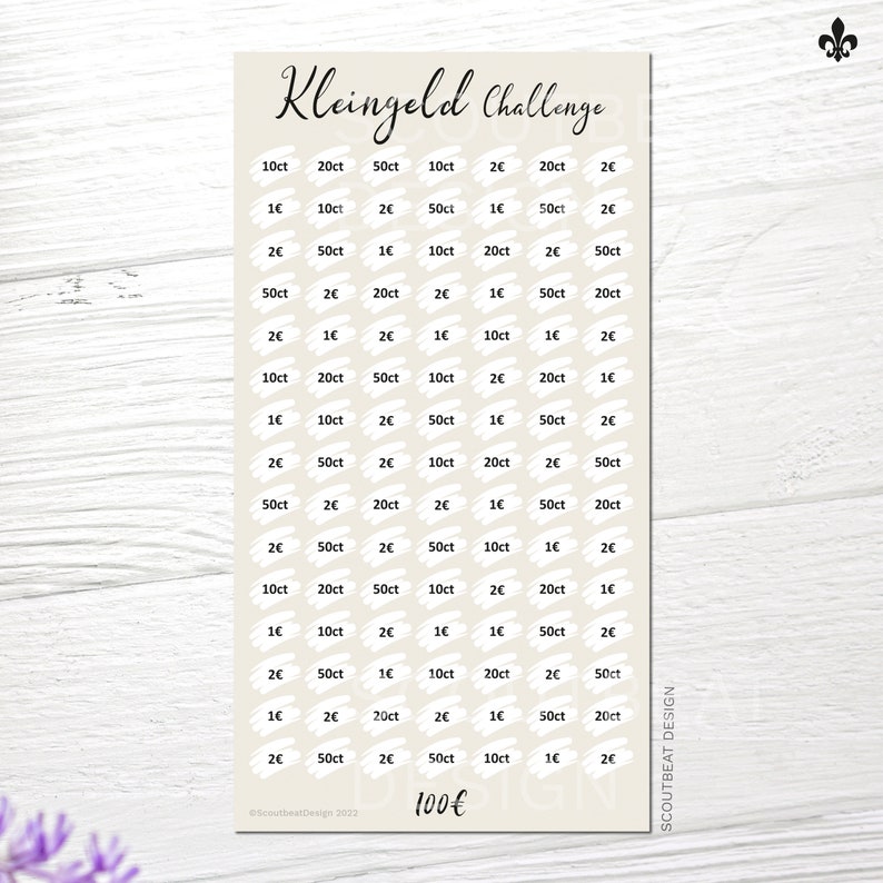 Kleingeld Challenge 100 Eur 10 20 50 Ct 1 2 Eur 1 Etsy De
