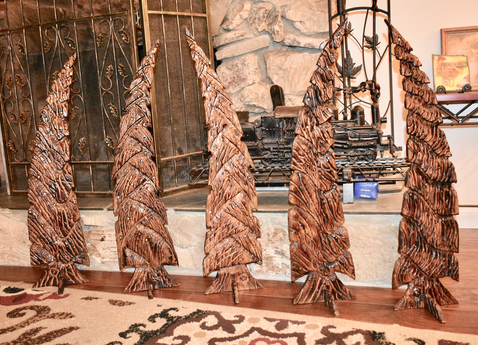 Carved Wooden Whimsical Trees With Lights - Etsy