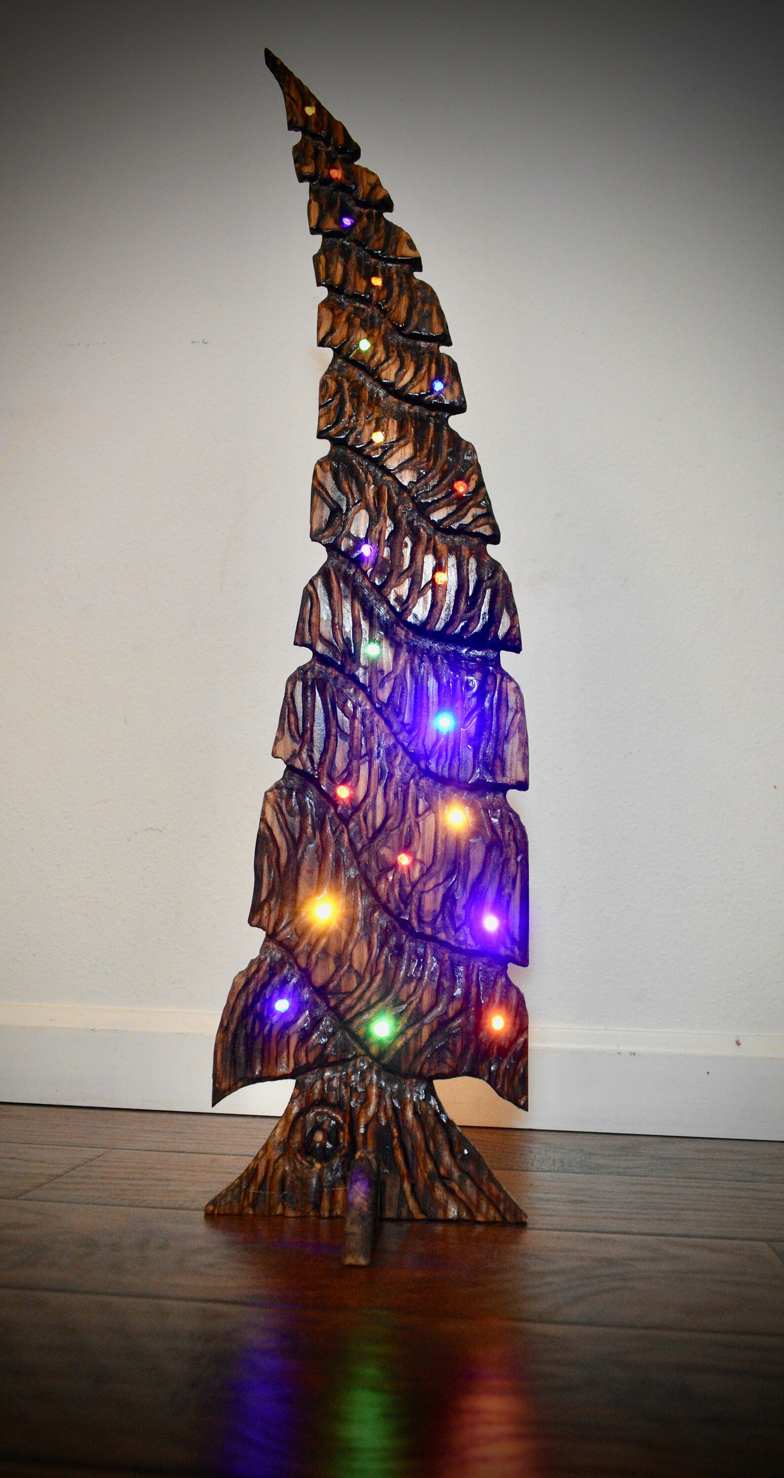 Carved Wooden Whimsical Trees With Lights - Etsy