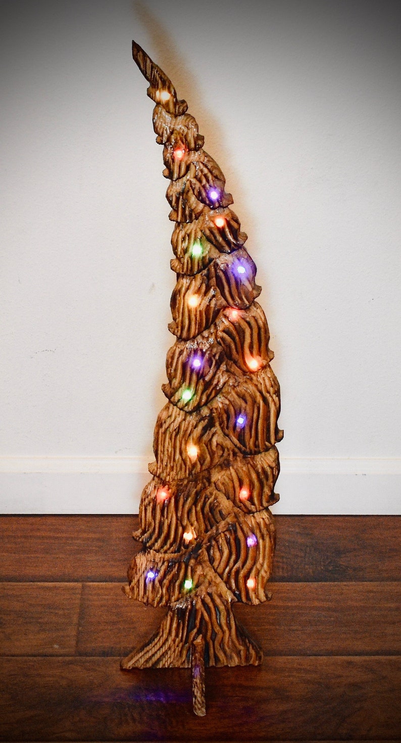 Carved Wooden Whimsical Trees With Lights - Etsy