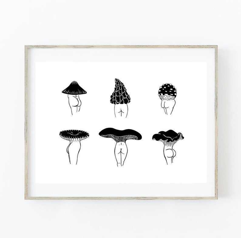 Mushroom Butt Poster, Butt Art, Mushroom Art, Nice Butt, Funny Bathroom ...