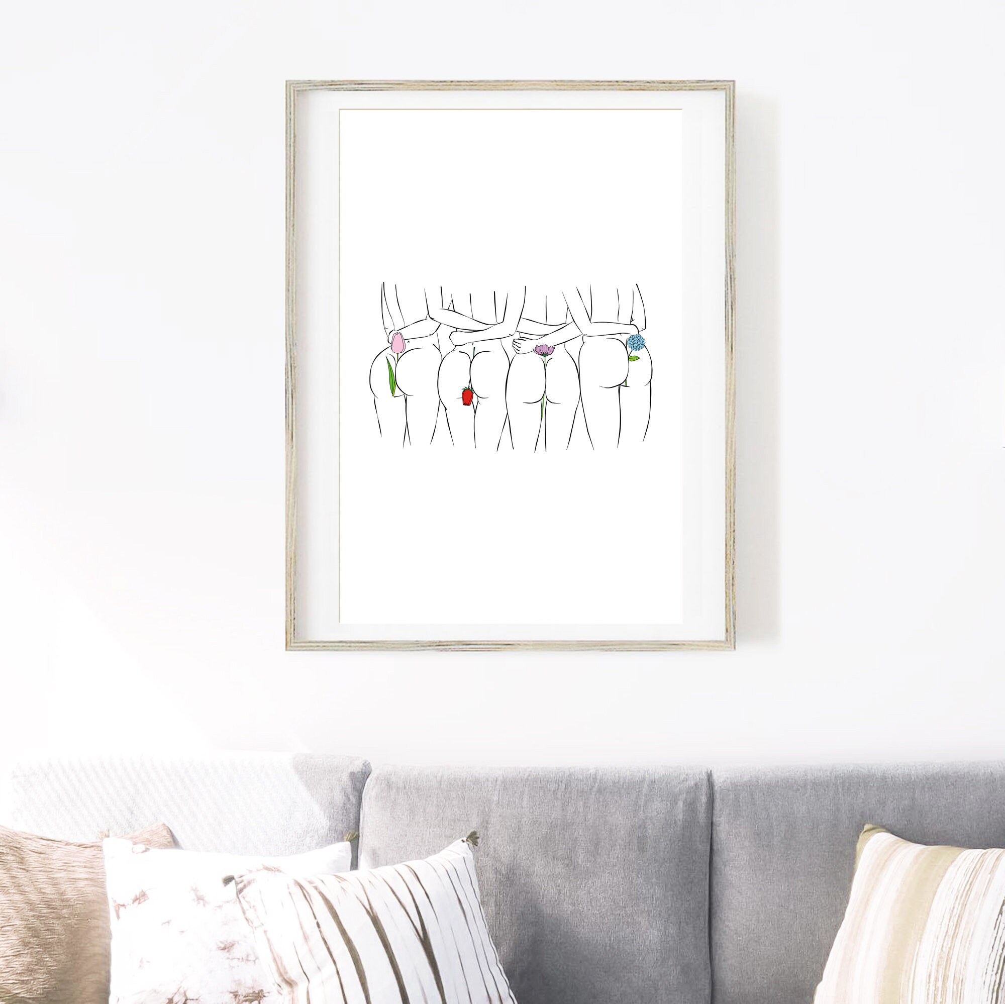 Funny Butt Art, Flowers and Butts, Nice Bum, Minimalist Art, Body Line ...