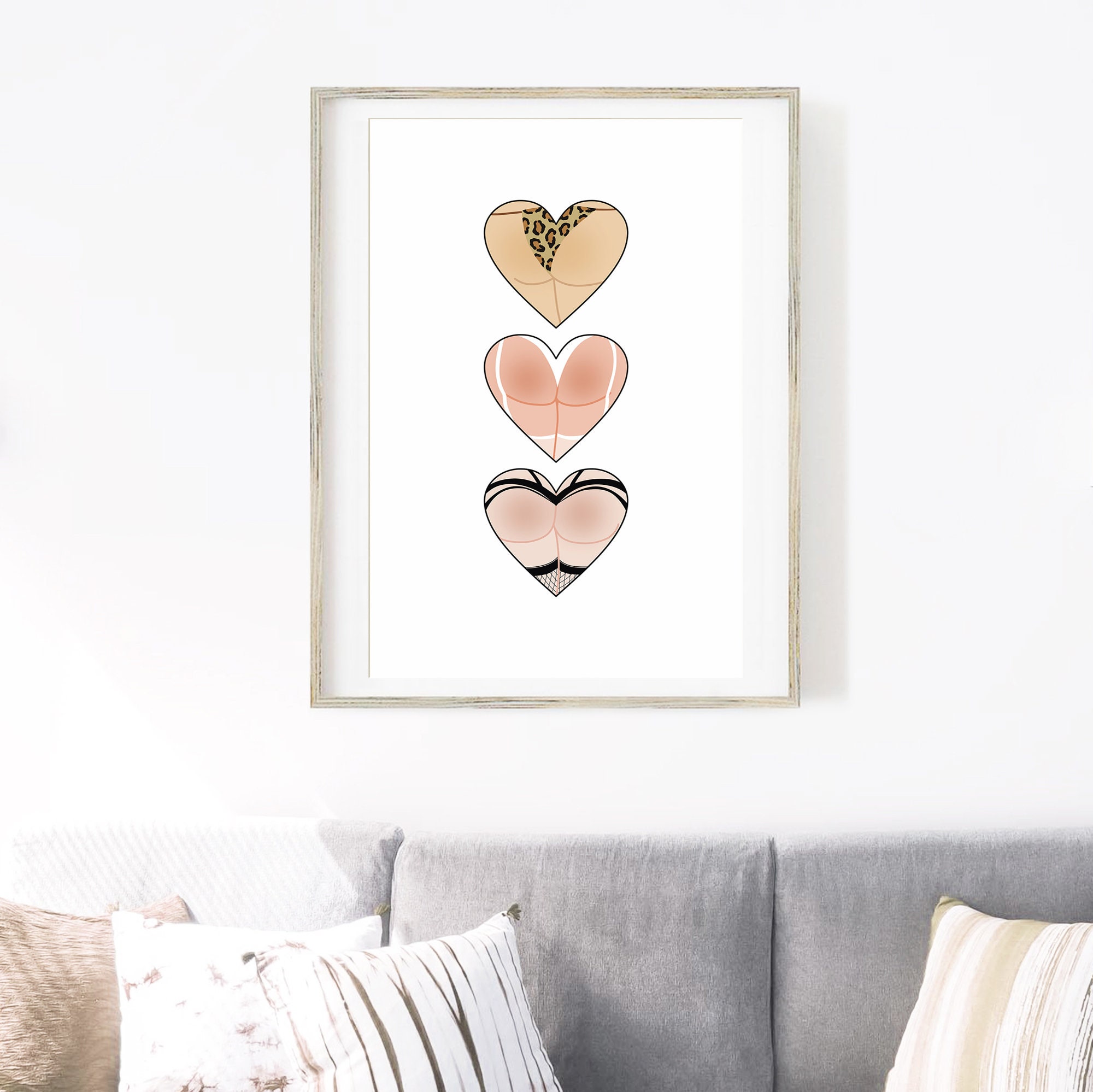 Funny Butt Art Cute Heart Funny Bathroom Art Nice Bum - Etsy