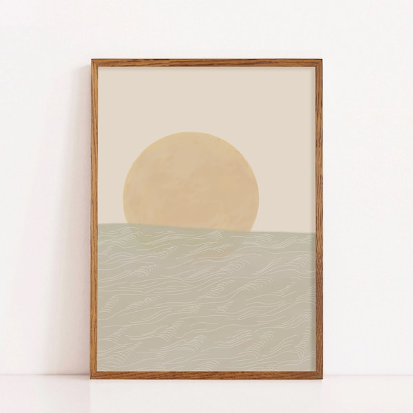 Ocean Sunrise Drawing Minimalist - Etsy