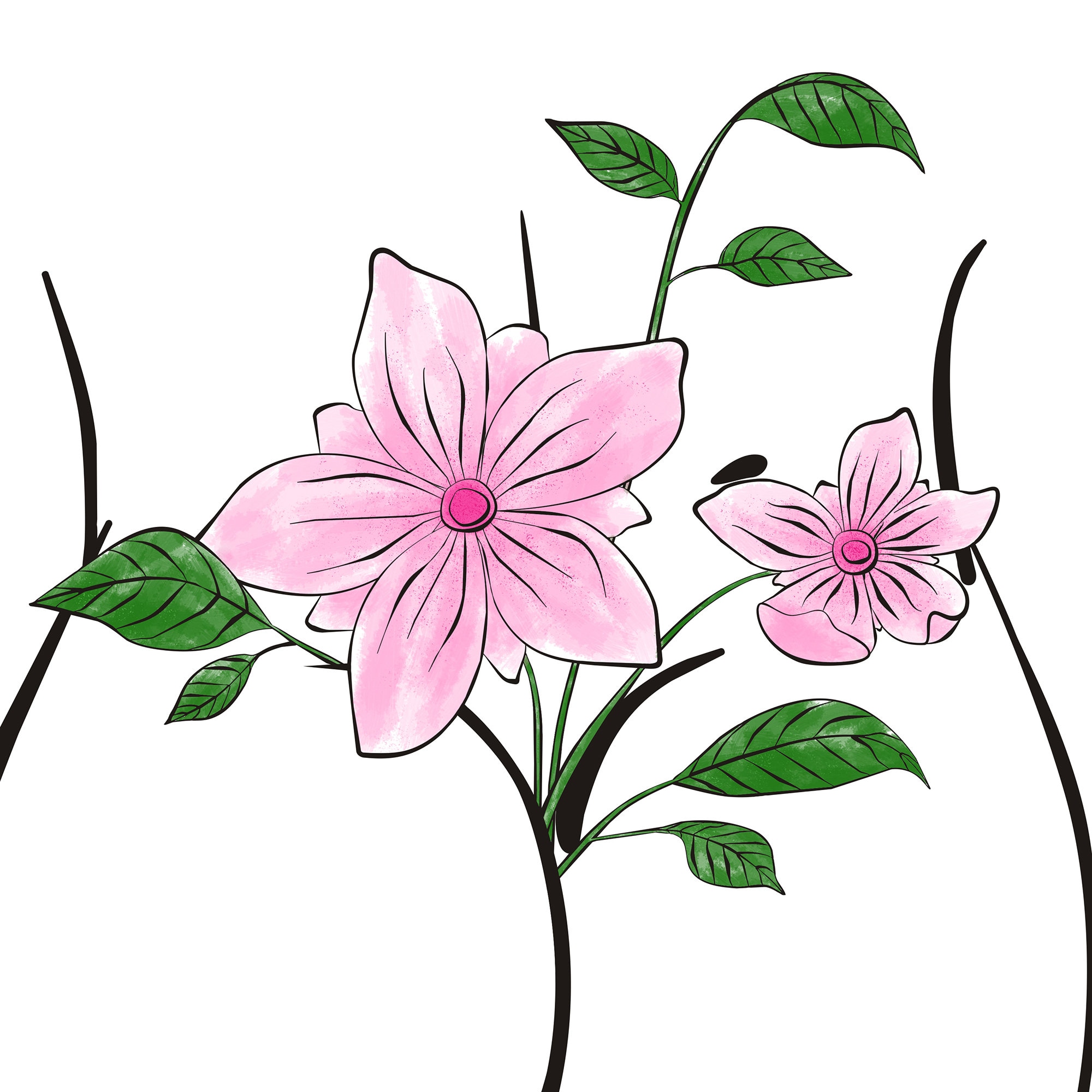 Funny Butt Art, Nice Bum, Minimalist Art Print, Body Line Art, Flower ...