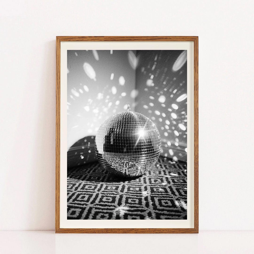 Geometric Disco Ball Monochrome Photo, Art Deco Light Sculpture Print ...