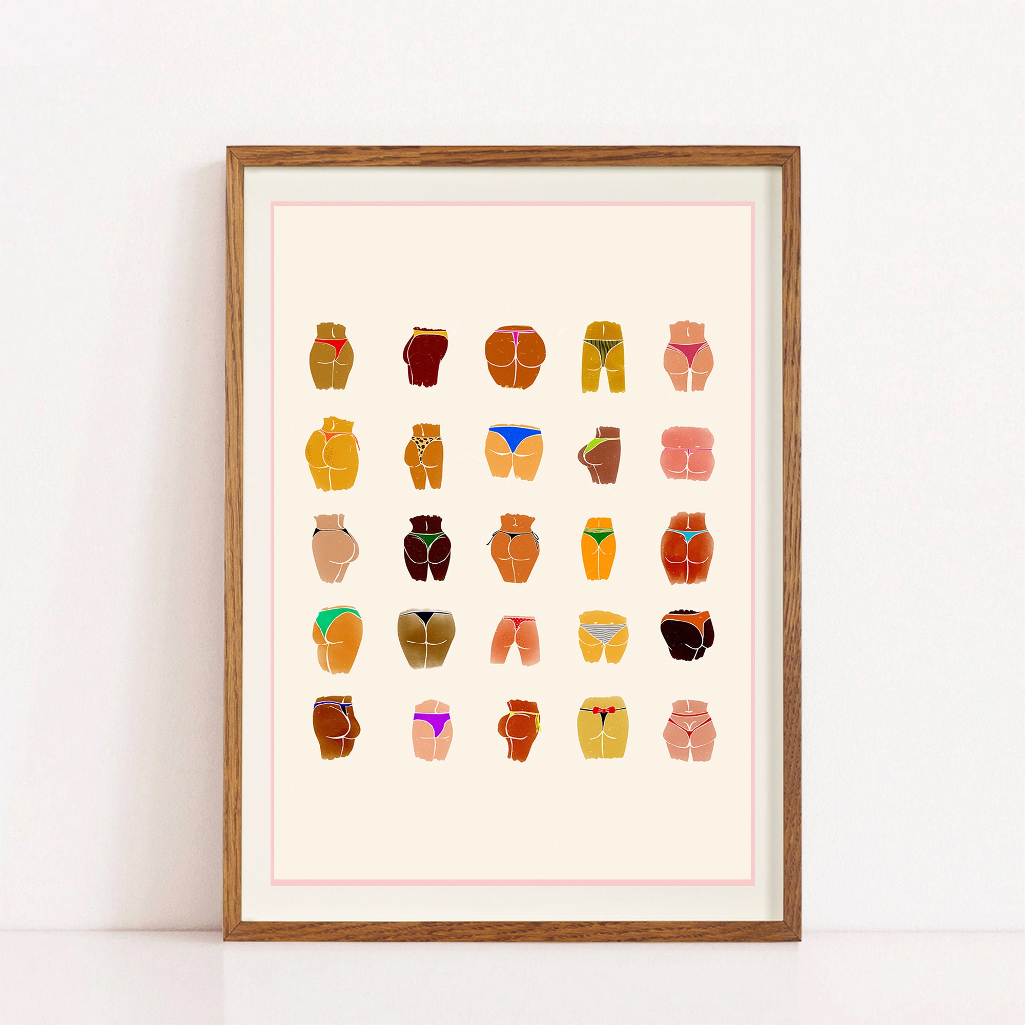 Watercolor Butt Art, Nice Bum, Funny Bathroom Art, Butt Collage ...