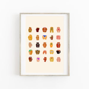 Watercolor Butt Art, Nice Bum, Funny Bathroom Art, Butt Collage ...